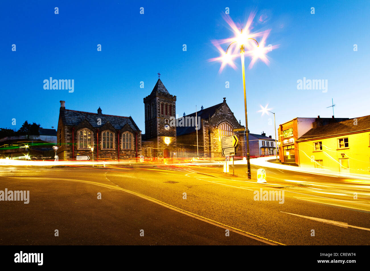 Launceston town Hall at night, Cornwall, UK Stock Photo - Alamy