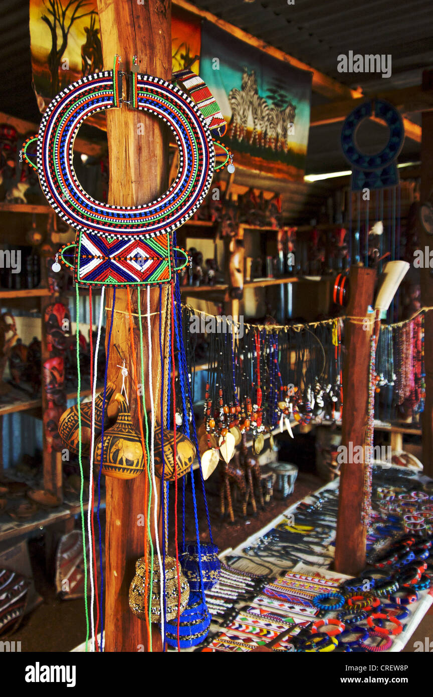 Small Shop with traditional necklaces and bracelets in Masai Mara ...