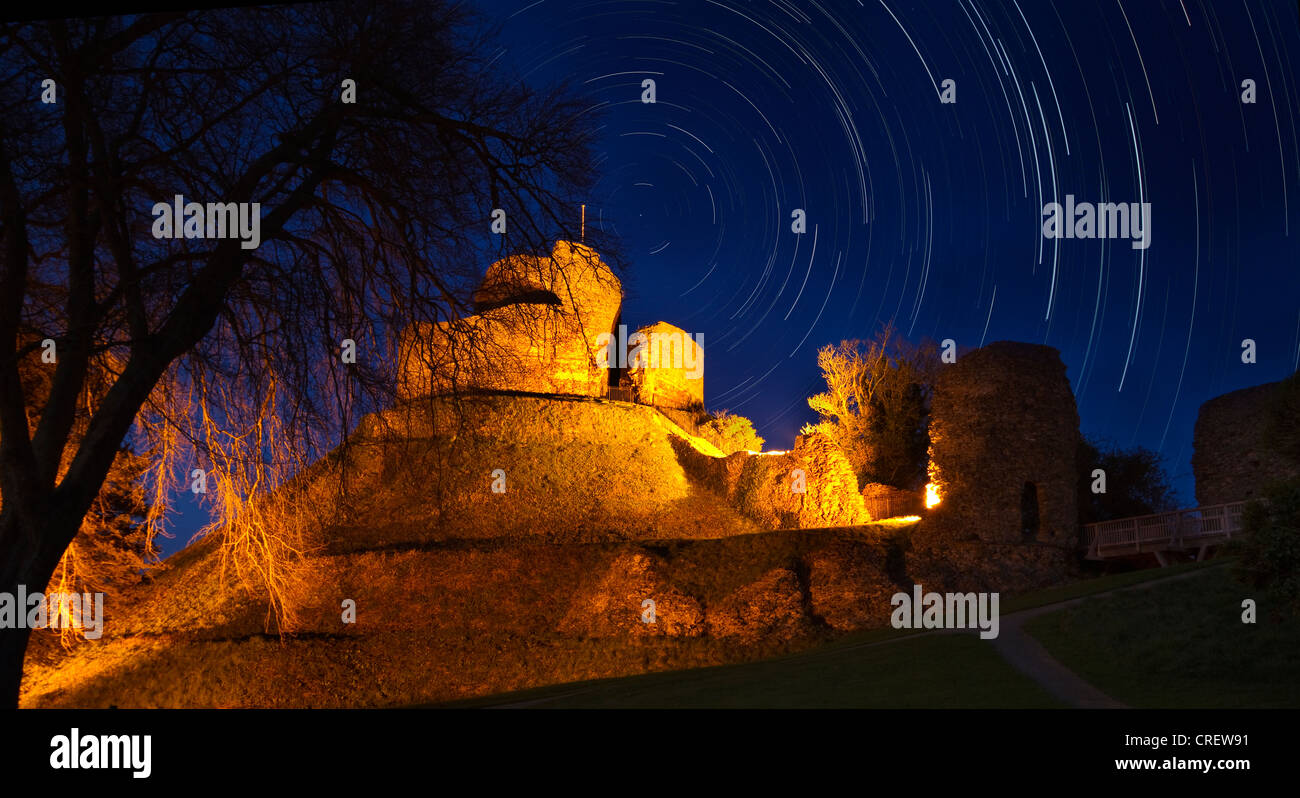 Launceston castle by night Stock Photo - Alamy