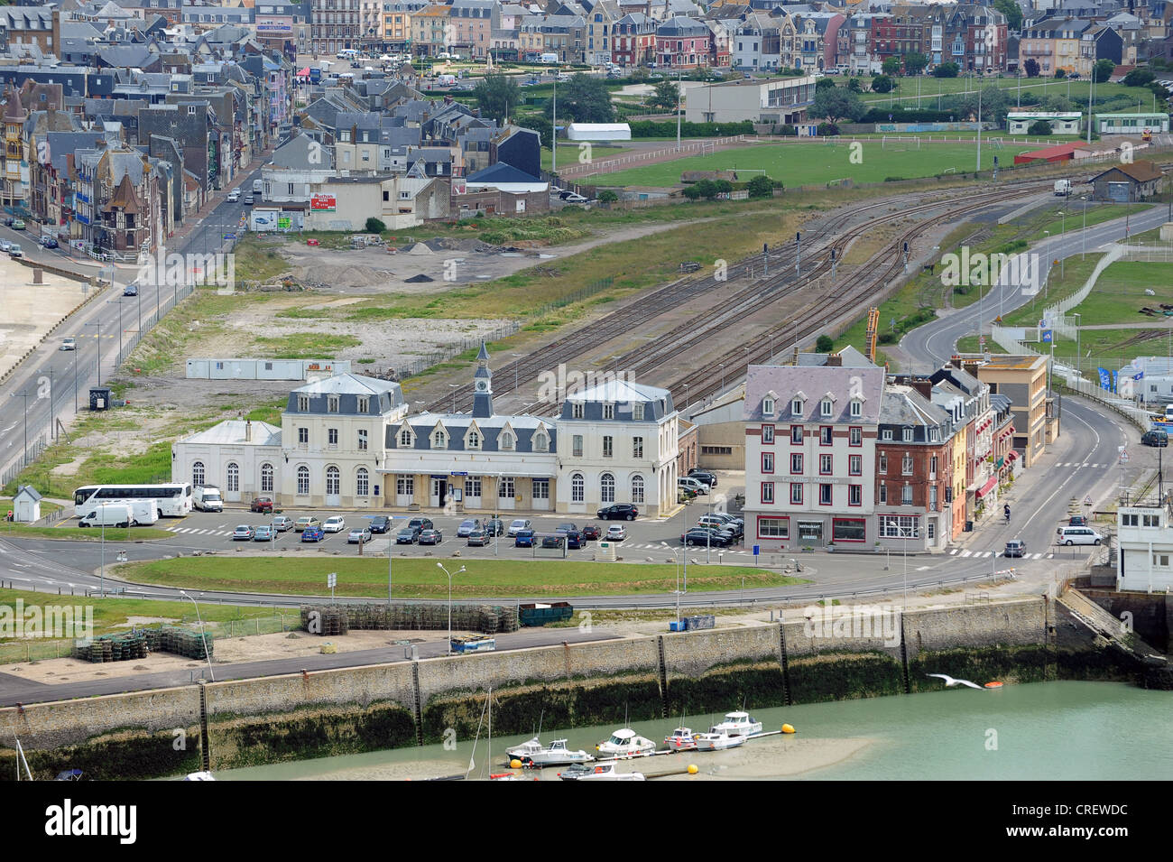 Aerial view of le tréport railway station Seine Maritime Normandy ...
