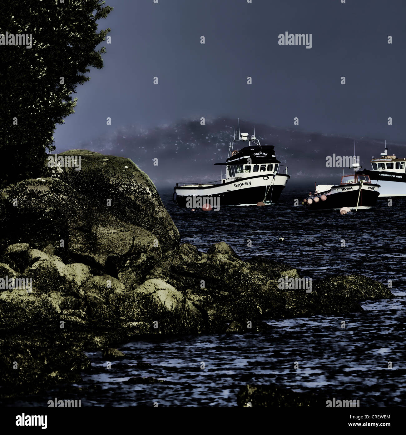 Boats at night Stock Photo - Alamy
