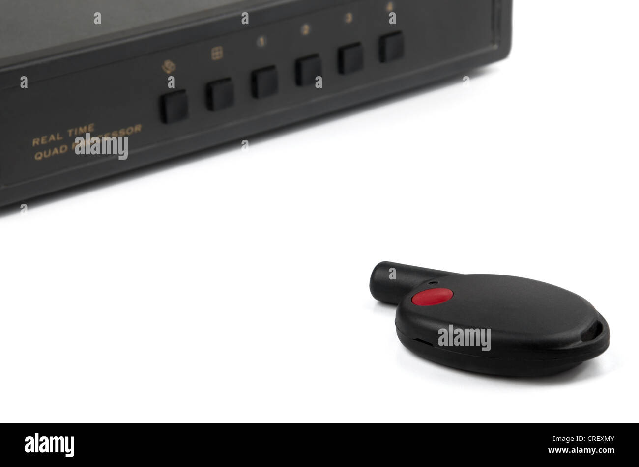 Wireless home security system on white background Stock Photo - Alamy