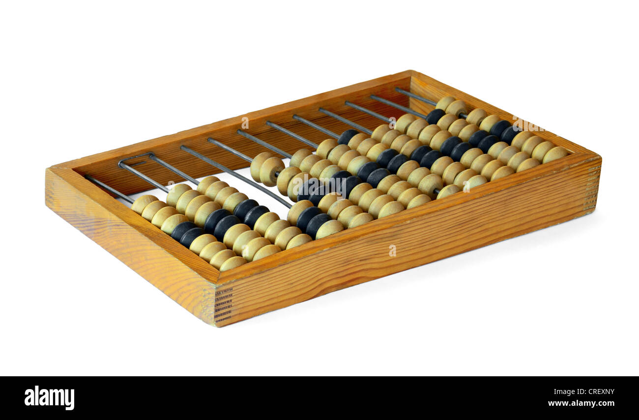Old wooden abacus isolated on white Stock Photo - Alamy