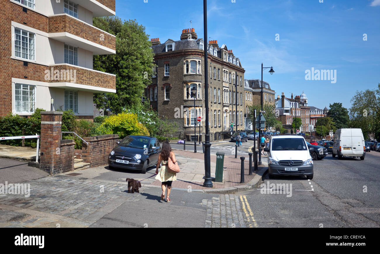 Street scene on Highgate Hill, Highgate, London, England, UK Stock ...