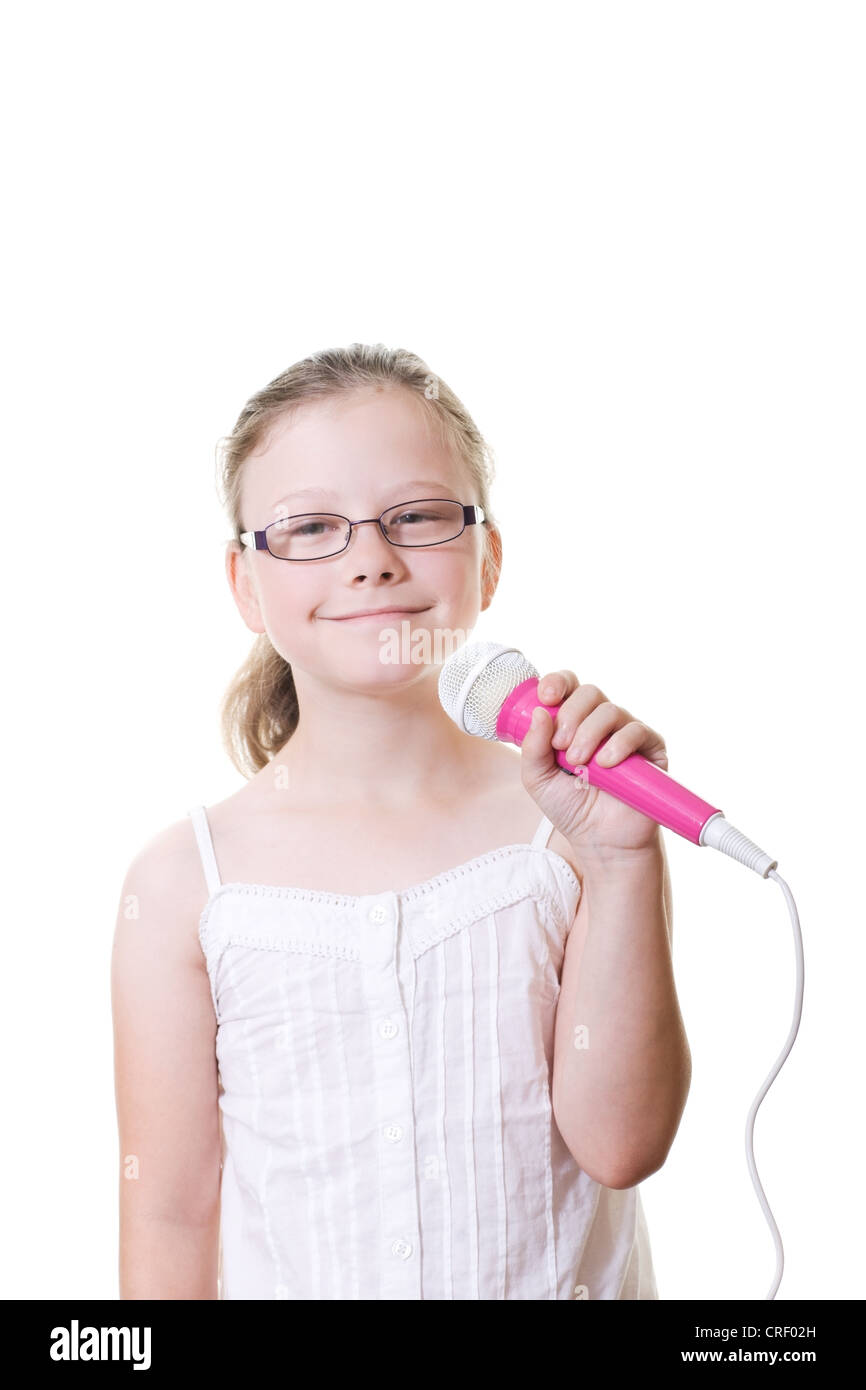 girl with microphone Stock Photo - Alamy