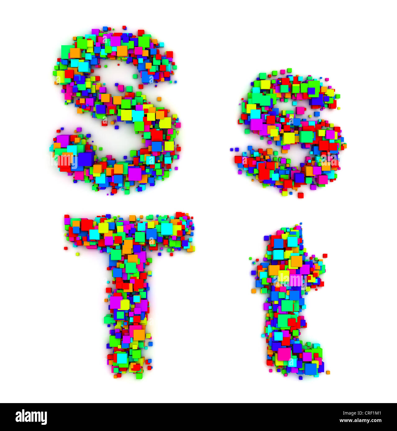 Letters made of colorful boxes Stock Photo - Alamy