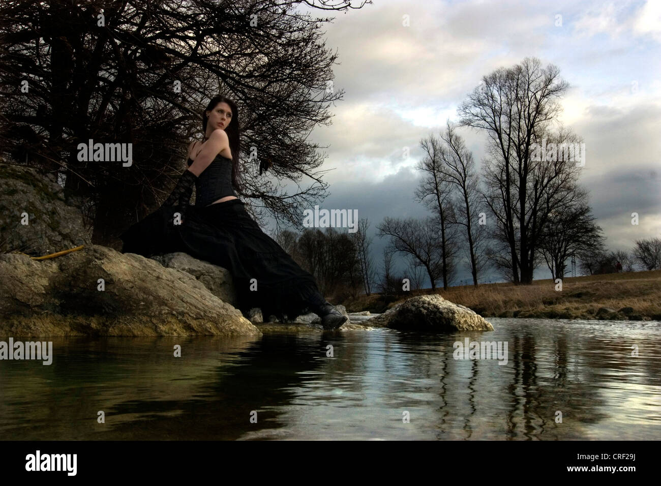 young woman at a river, Germany, Bavaria Stock Photo - Alamy