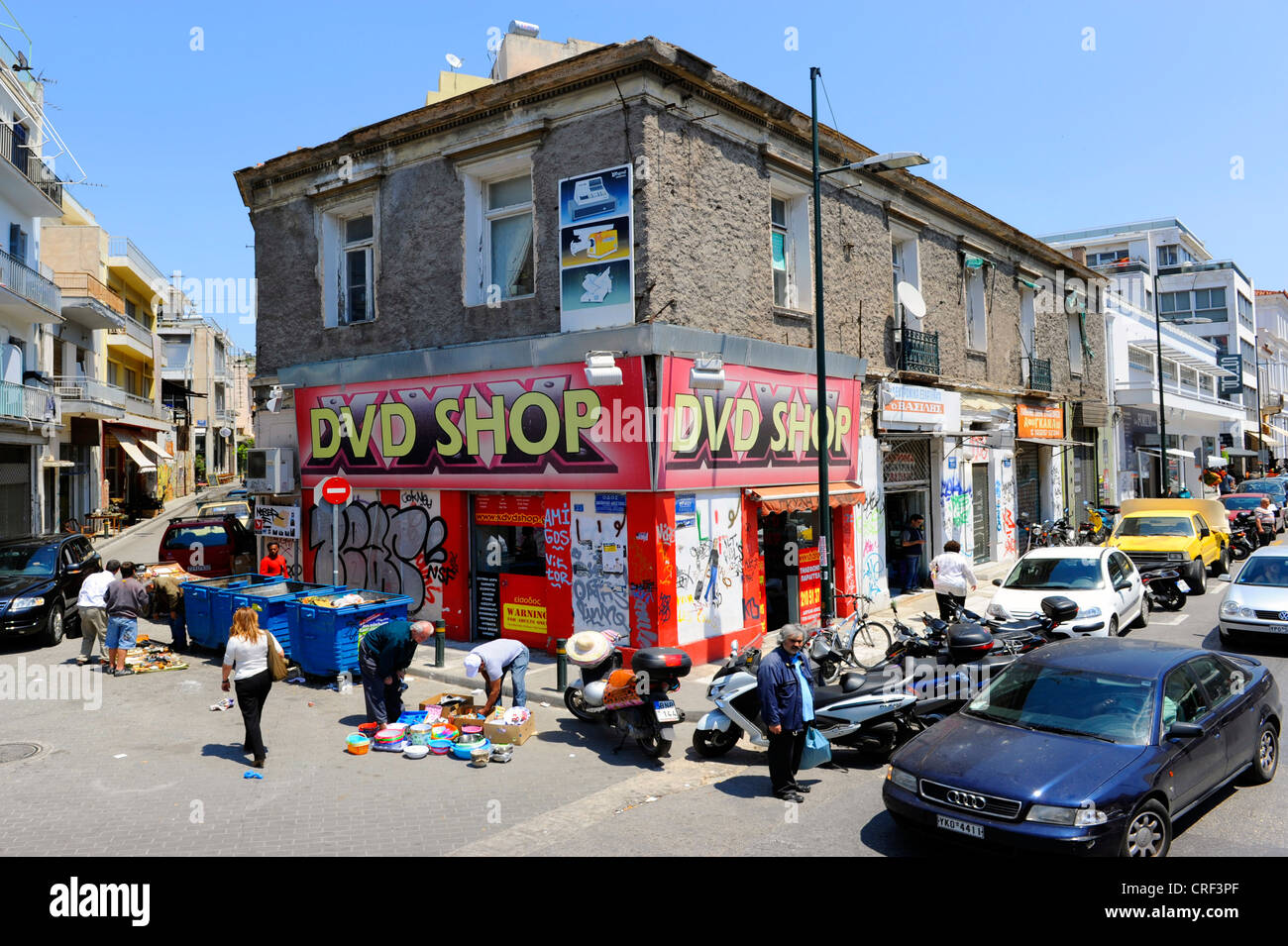 Streets of Athens Greece people autos taxis traffic crowd Stock Photo ...