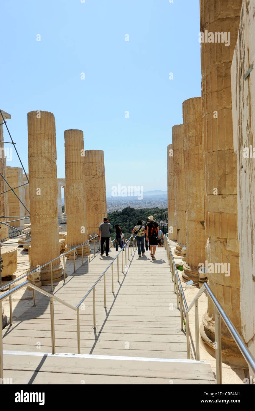 Columns to Acropolis Propylaea Athens Greece Mnesicles Stock Photo - Alamy