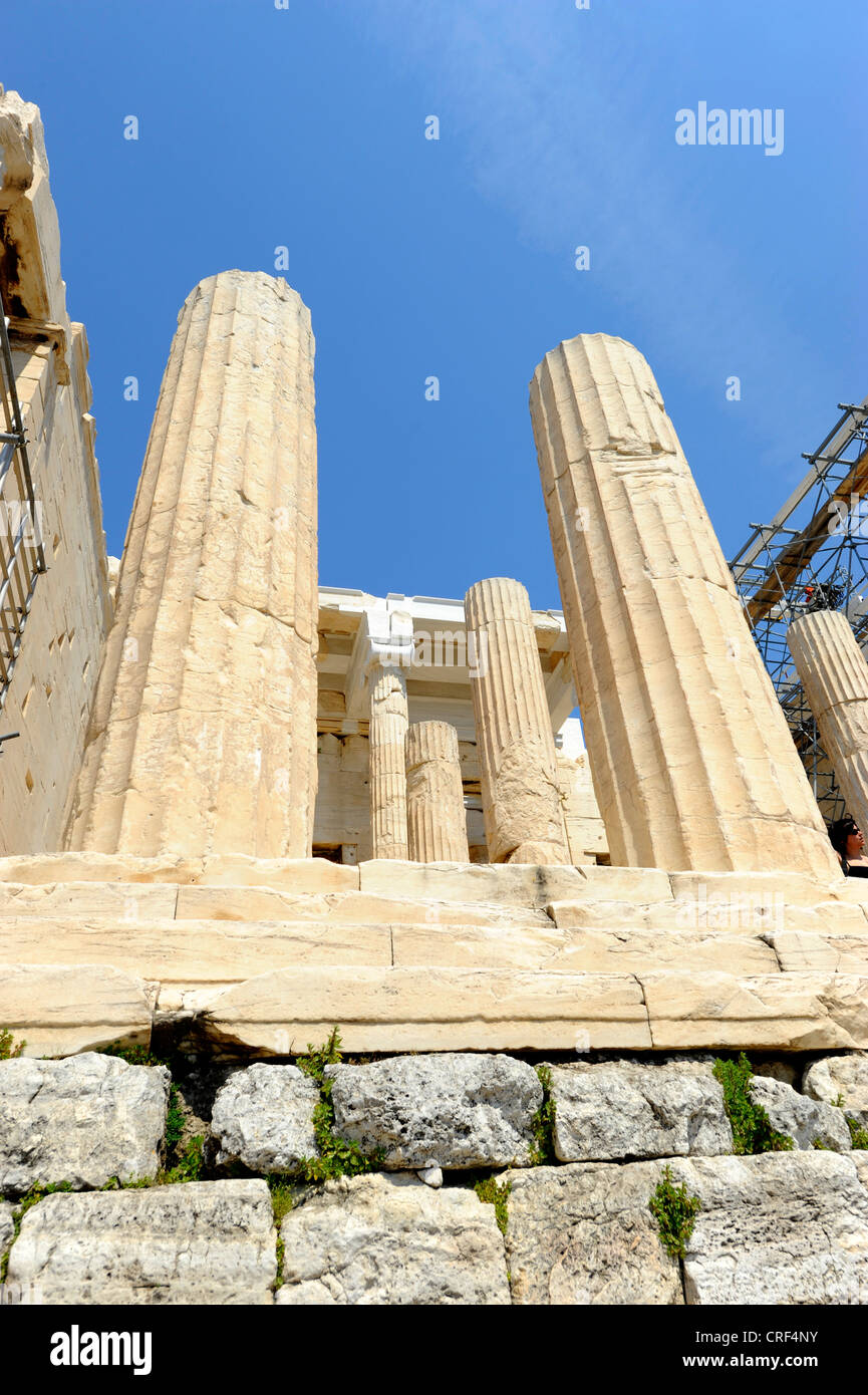 Columns to Acropolis Propylaea Athens Greece Mnesicles Stock Photo - Alamy