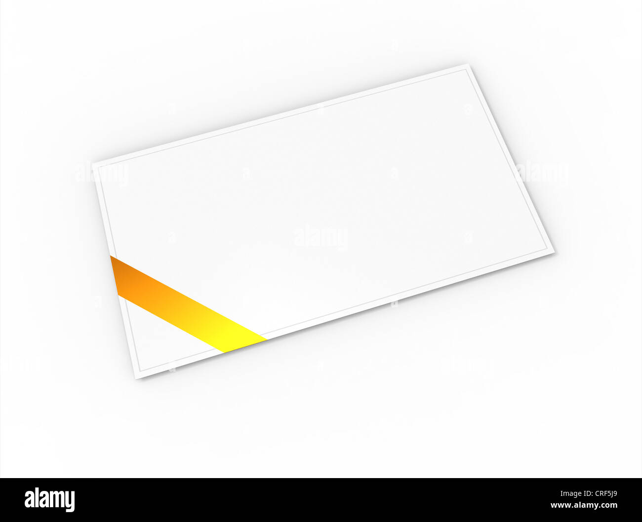 Blank greeting card (for wishes or congratulation) with yellow ribbon ...