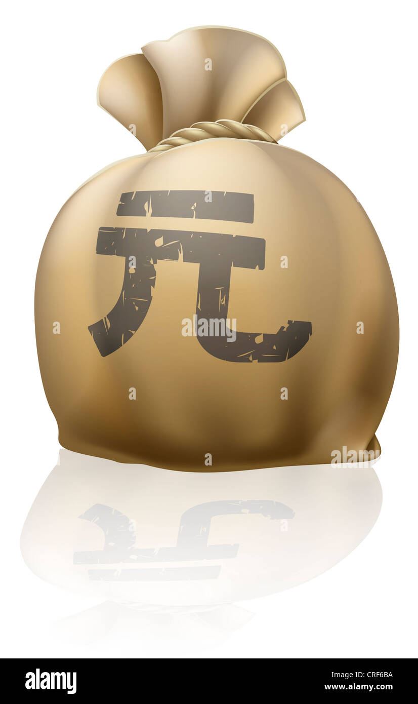Illustration of a big sack of Chinese Yuan Renminbi currency Stock ...