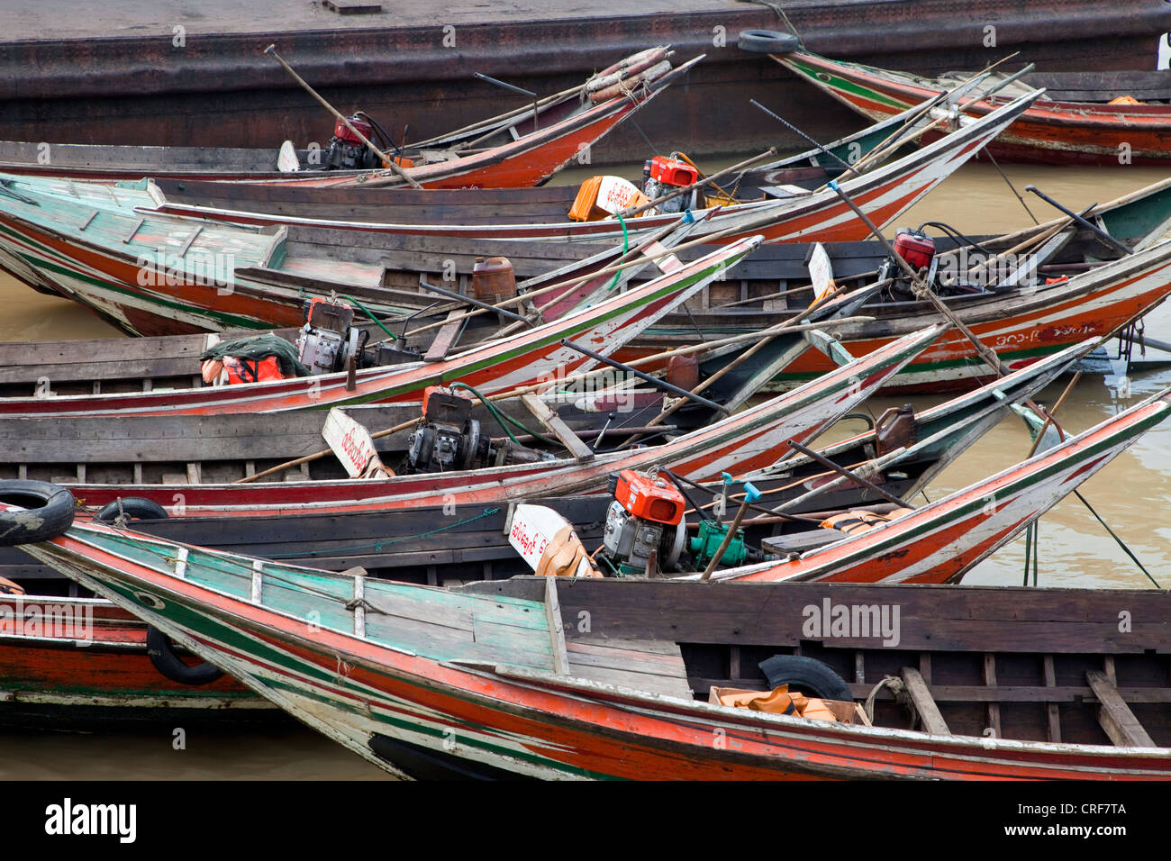 Myanmar, Burma, Yangon. Small Boats, Yangon River Stock Photo - Alamy
