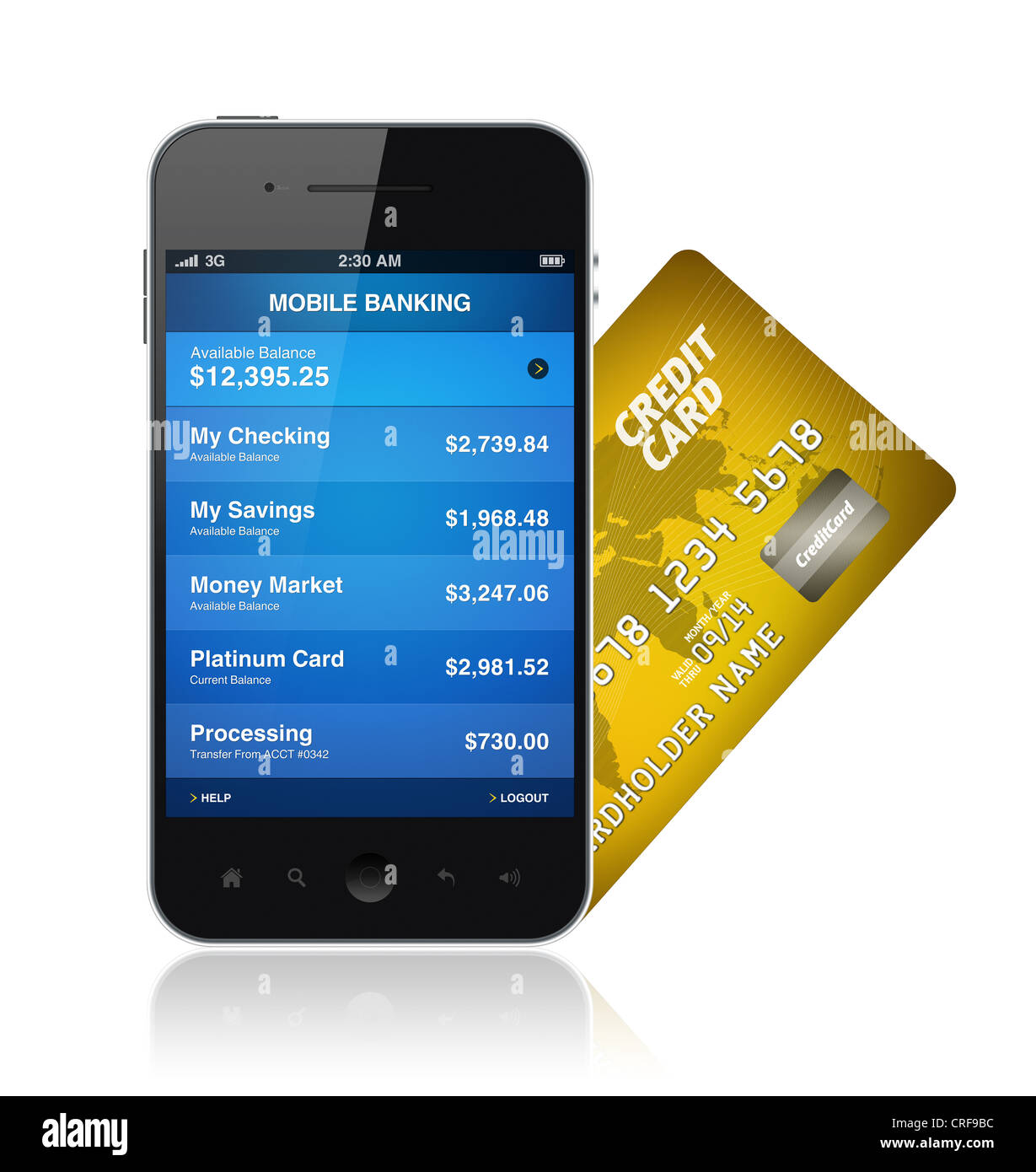Illustration of mobile banking application on a modern mobile phone ...