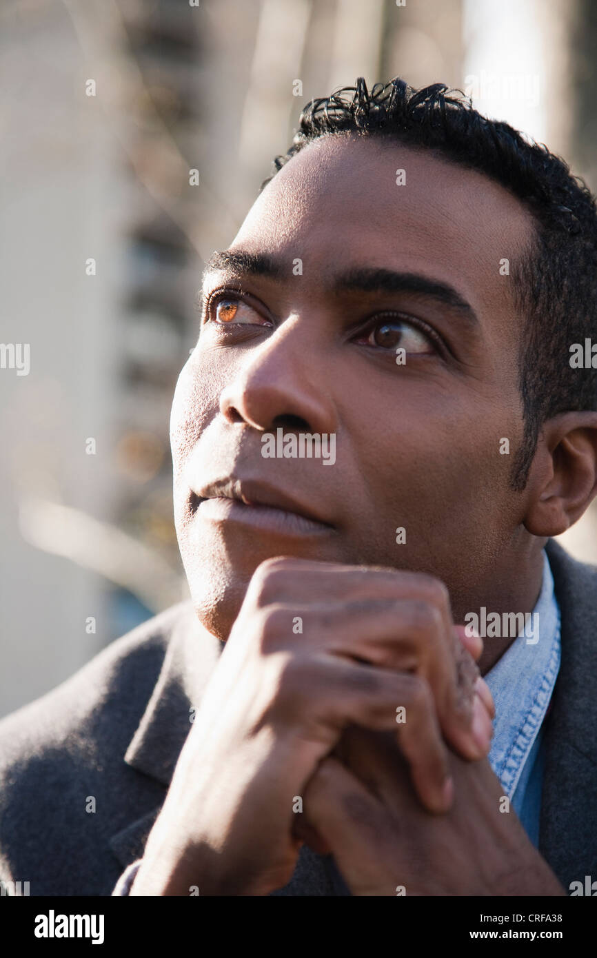 Thoughtful African American businessman Stock Photo - Alamy Thoughtful African American businessman Stock Photo - Alamy