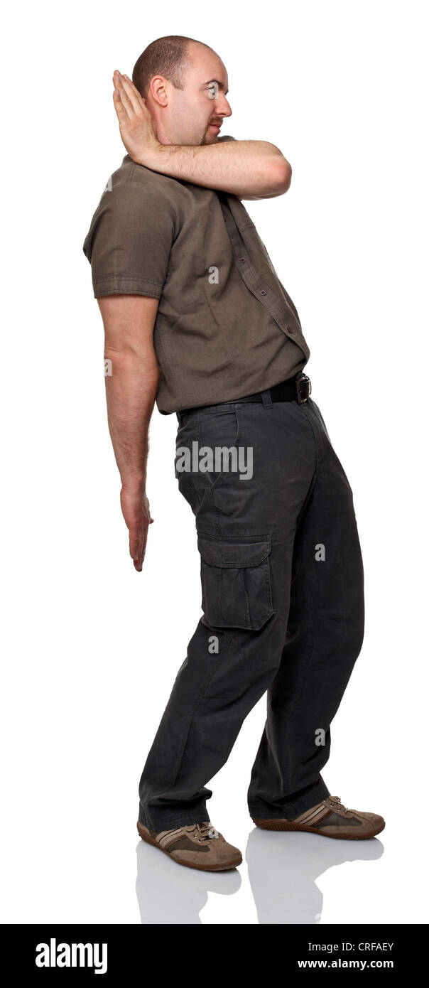 caucasian man in push position isolated on white Stock Photo - Alamy