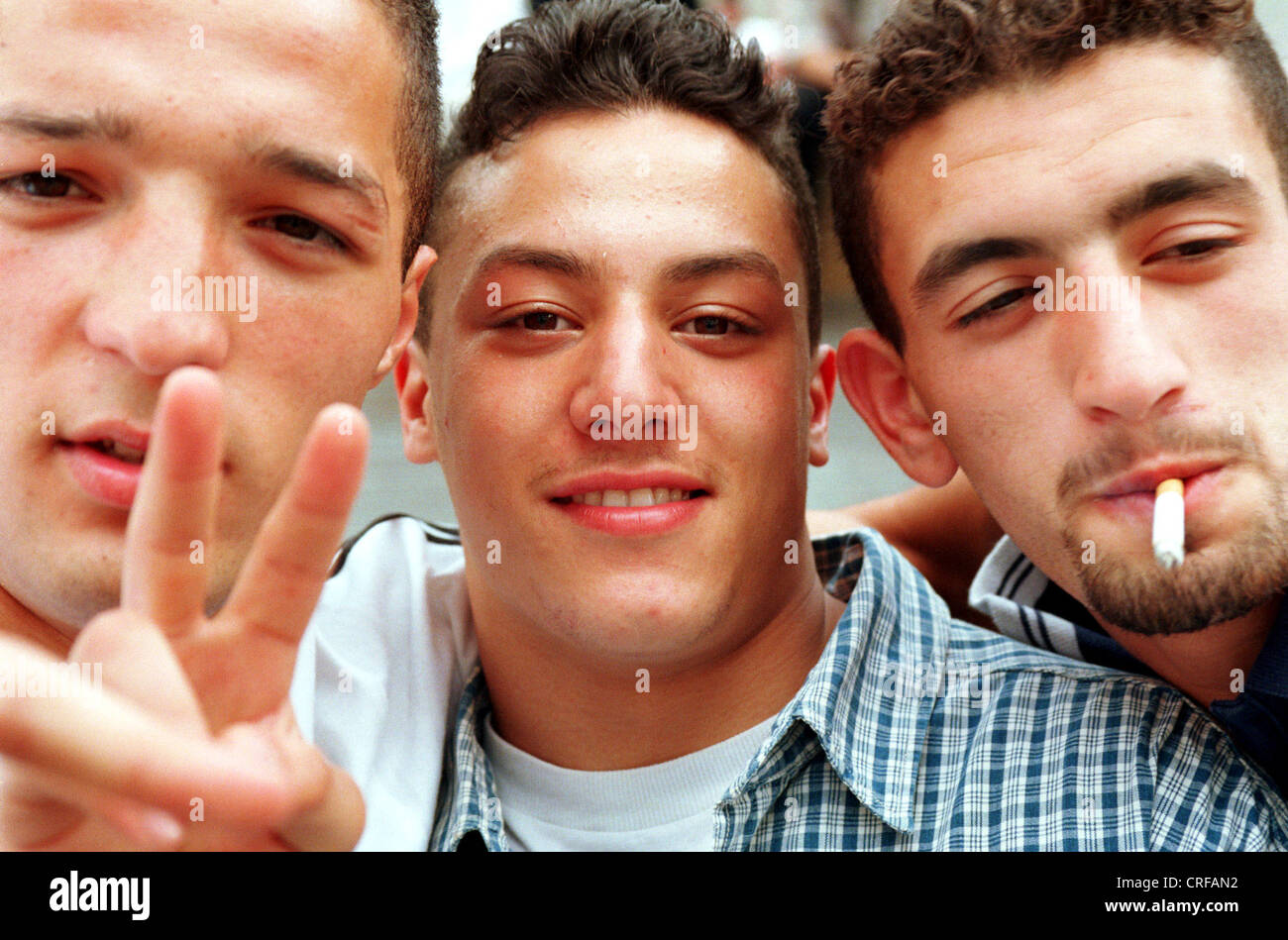 Brussels, Belgium, portrait of three young men Stock Photo - Alamy