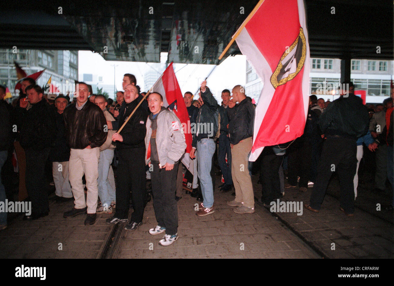 Berlin, Germany, right-wing demonstrators with NPD flag Stock Photo - Alamy