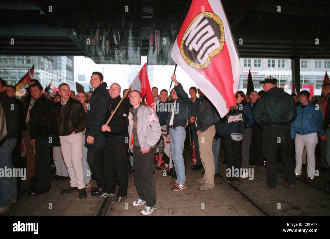 Berlin, Germany, right-wing demonstrators with NPD flag Stock Photo - Alamy