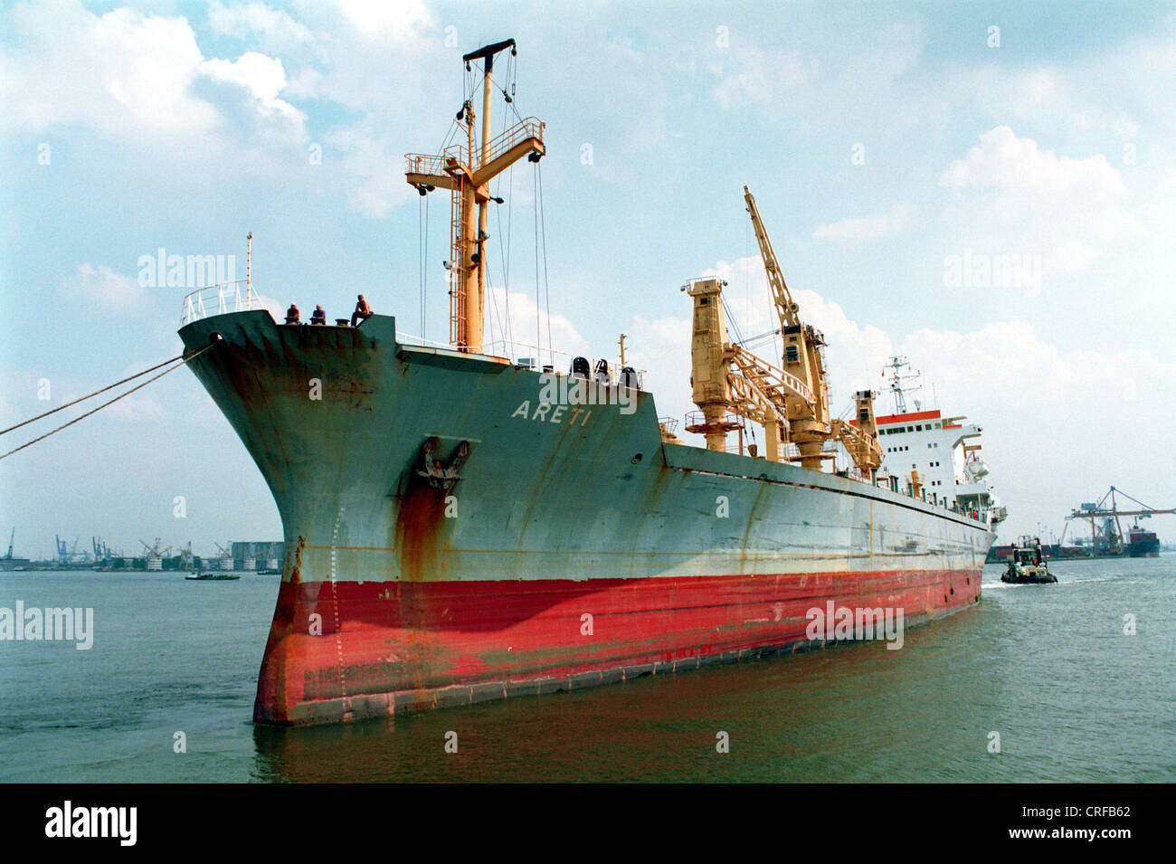Antwerp, Belgium, cargo ship at the port exit Stock Photo - Alamy