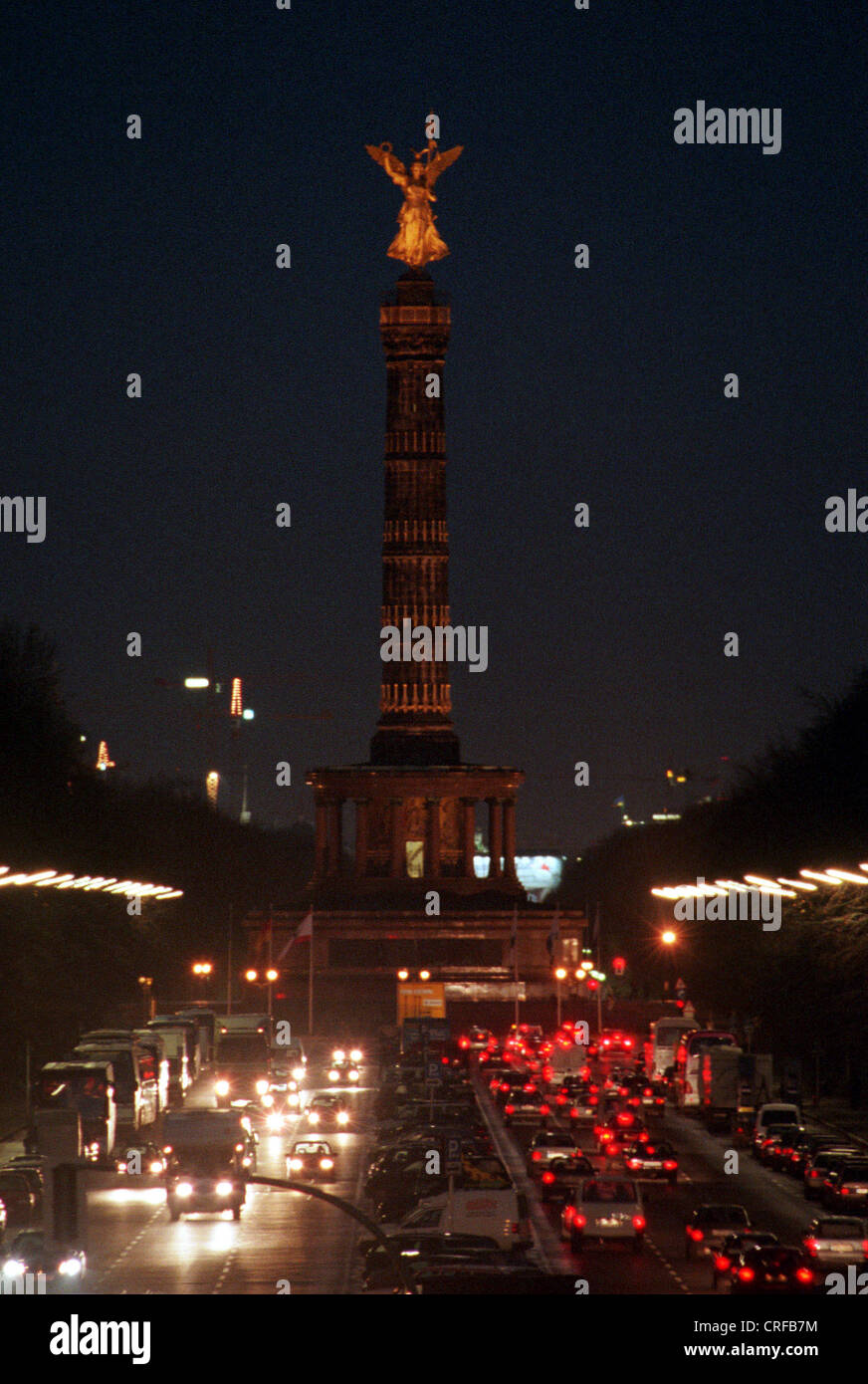 Berlin, Germany, the 17th Street June direction Siegessaeule at night ...