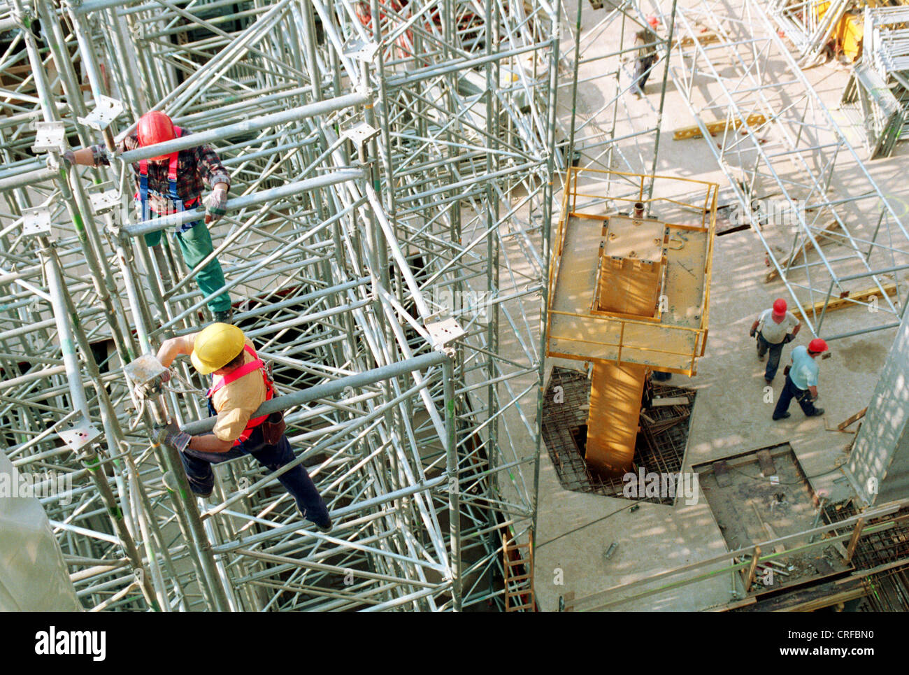 Berlin, Germany, construction workers work in a Stahlgeruest Stock ...