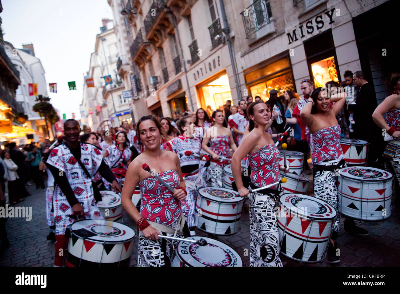 Members of the Batala Samba group perform during the Fête de la Musique ...