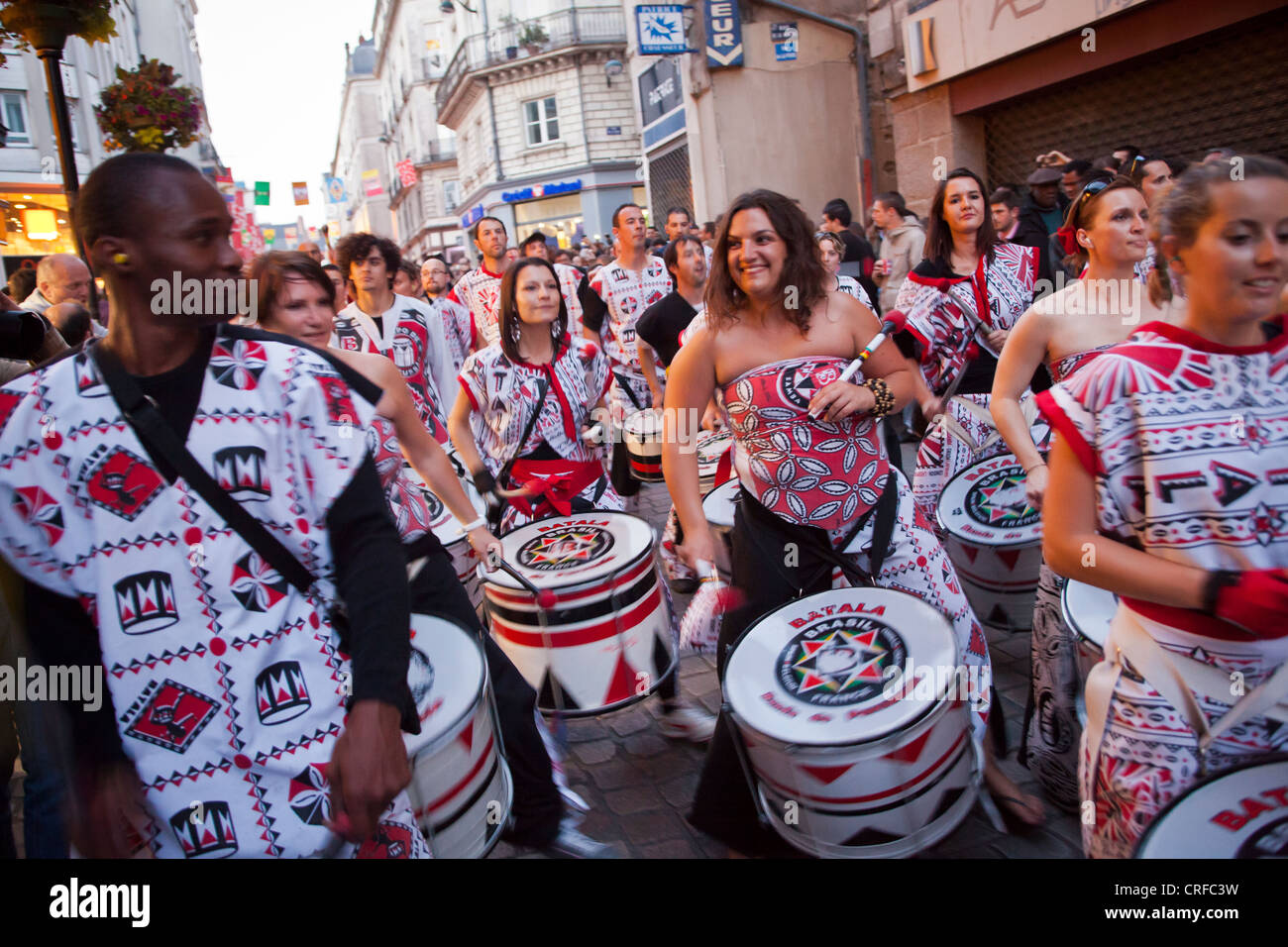 Members of the Batala Samba group perform during the Fête de la Musique ...