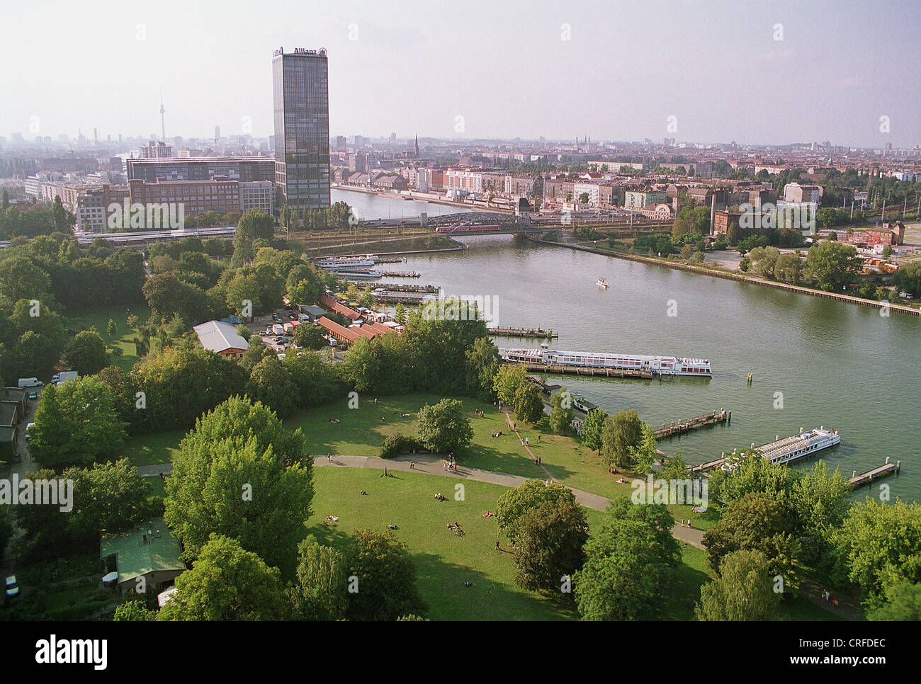 Berlin, Germany, Treptow Park pier-and-Treptowers Stock Photo - Alamy
