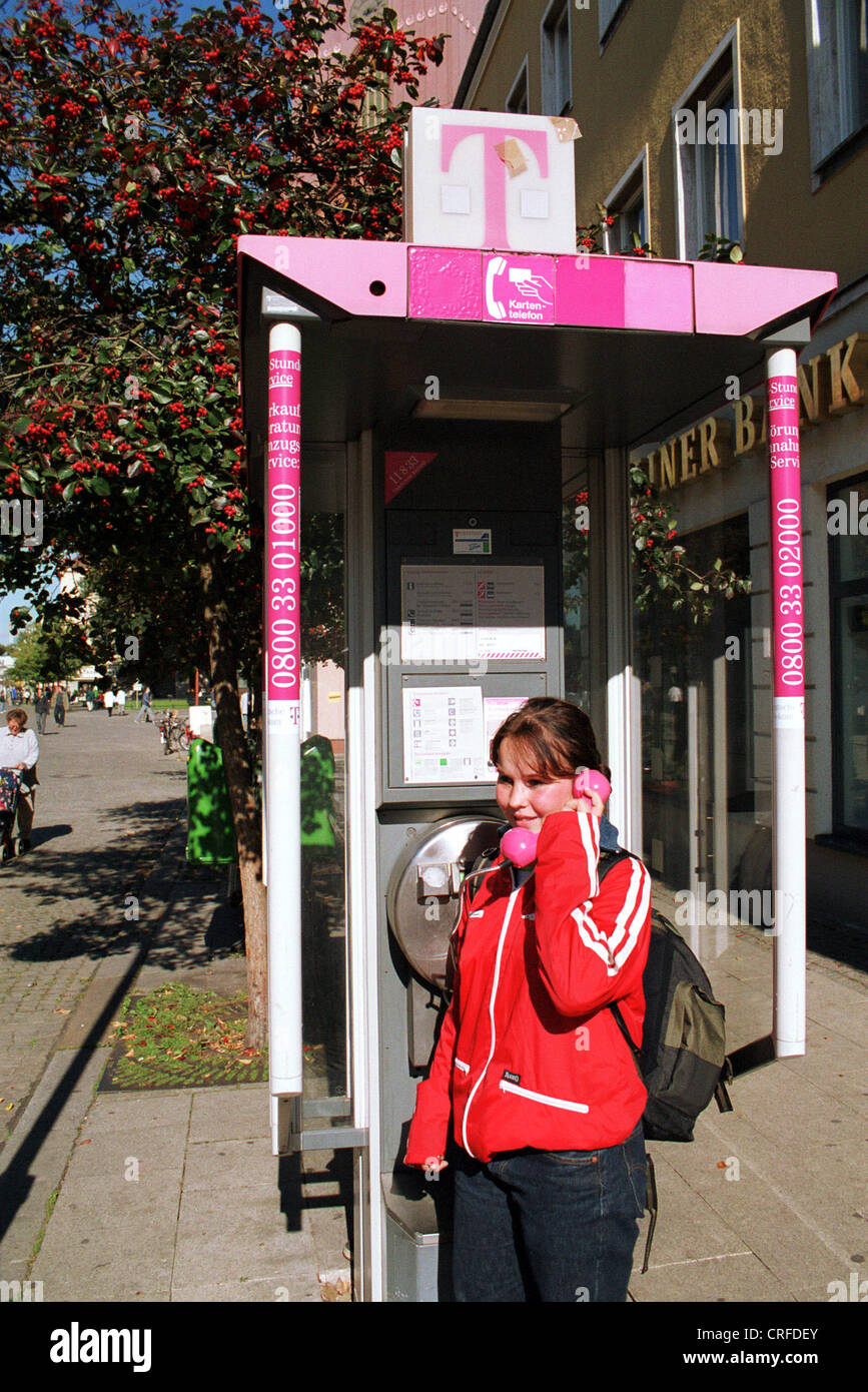 Berlin, Germany, girl phoned in a public phone booth Stock Photo - Alamy