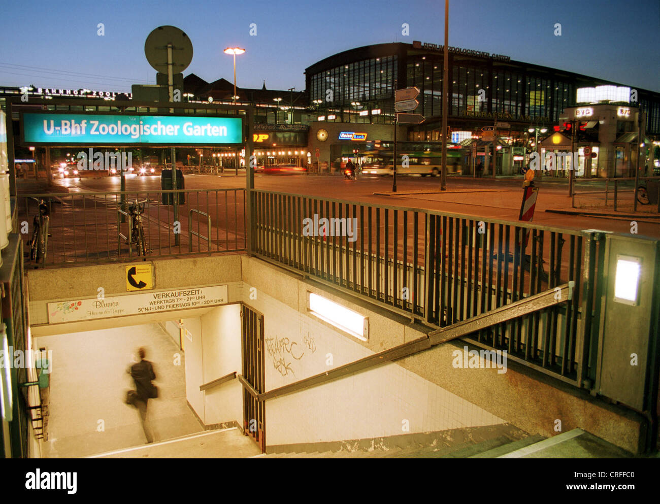Berlin, Germany, the entrance to the subway line and to Zoo Station ...