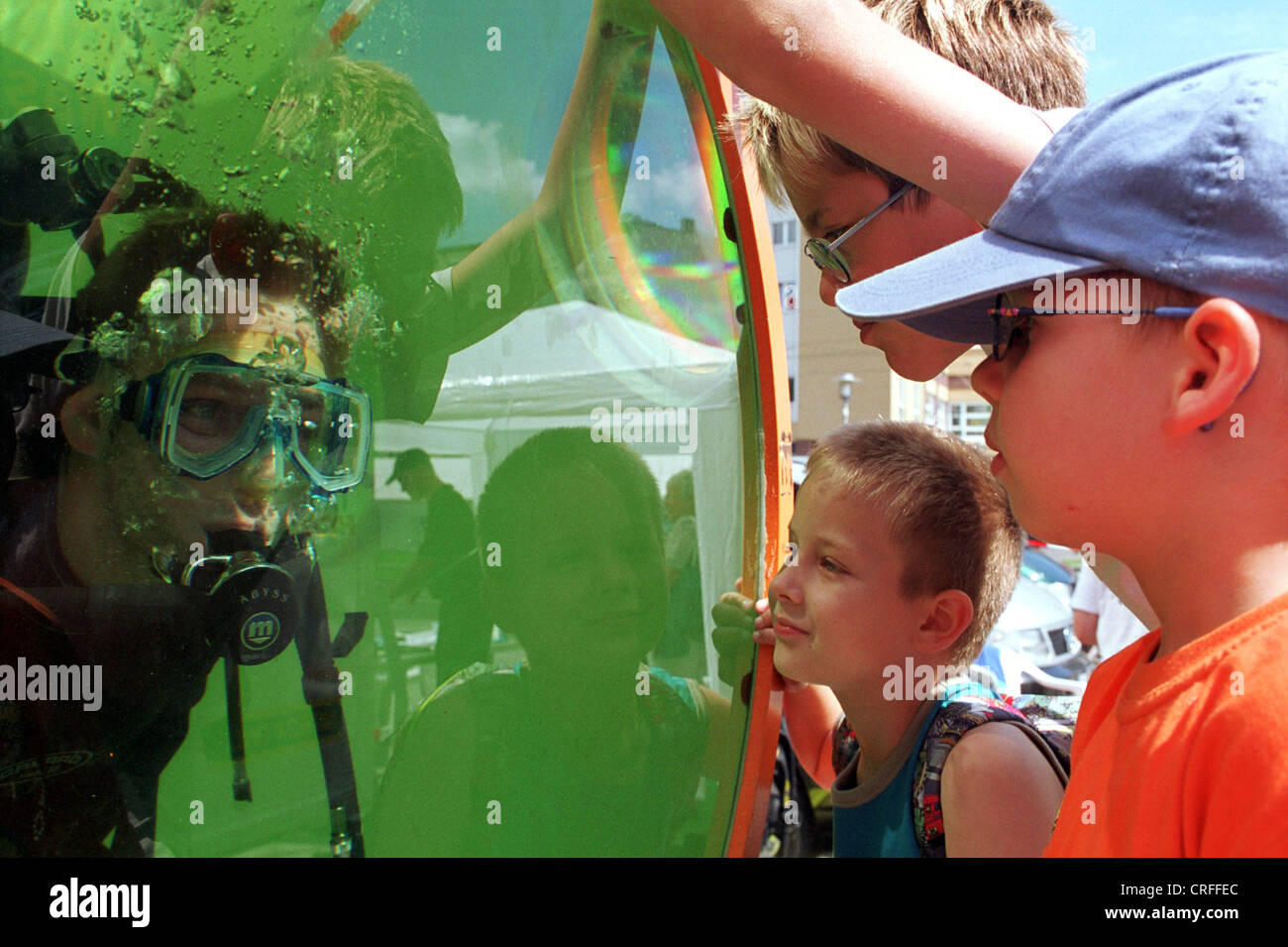 Berlin, Germany, children watch diver in a diving tower Stock Photo - Alamy