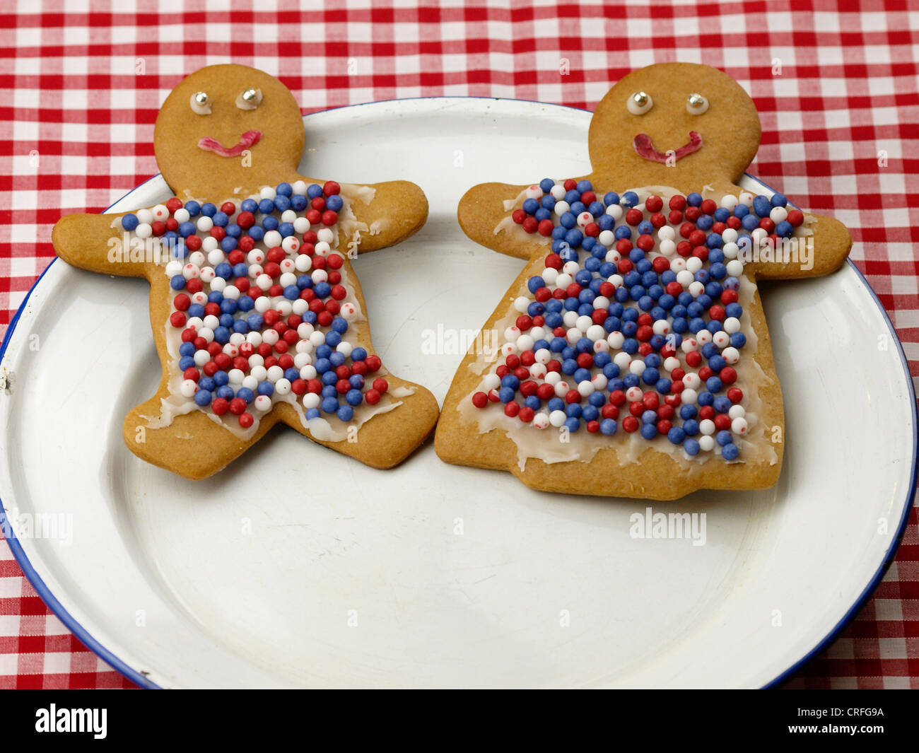 Gingerbread people in red, white and blue Stock Photo - Alamy