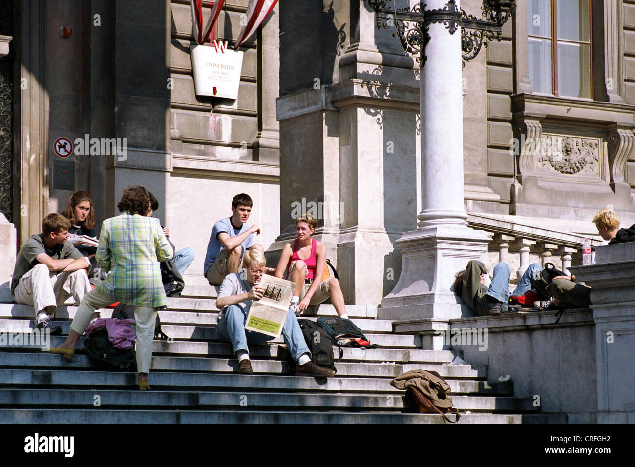 Vienna, Austria, students on the steps of the Vienna University Stock ...