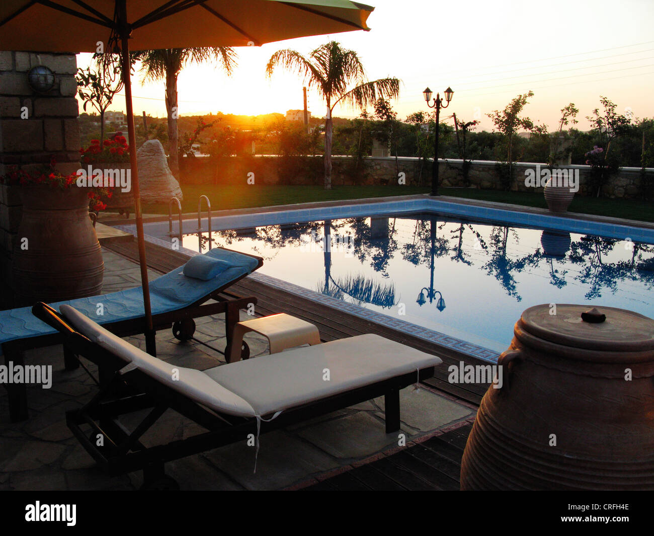 Villa swiming pool dusk crete hi-res stock photography and images - Alamy