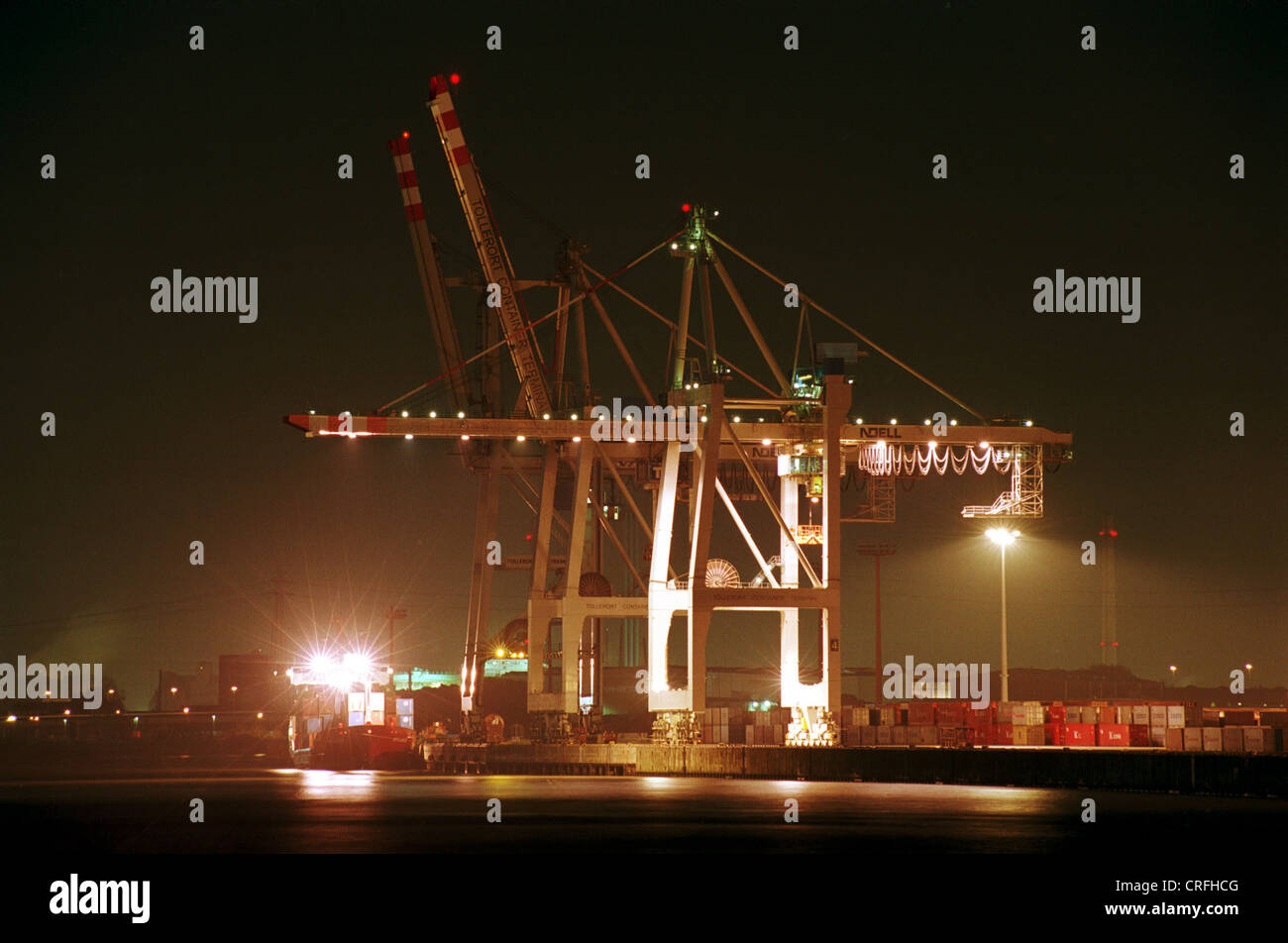 Hamburg, Germany, container port at night Stock Photo - Alamy