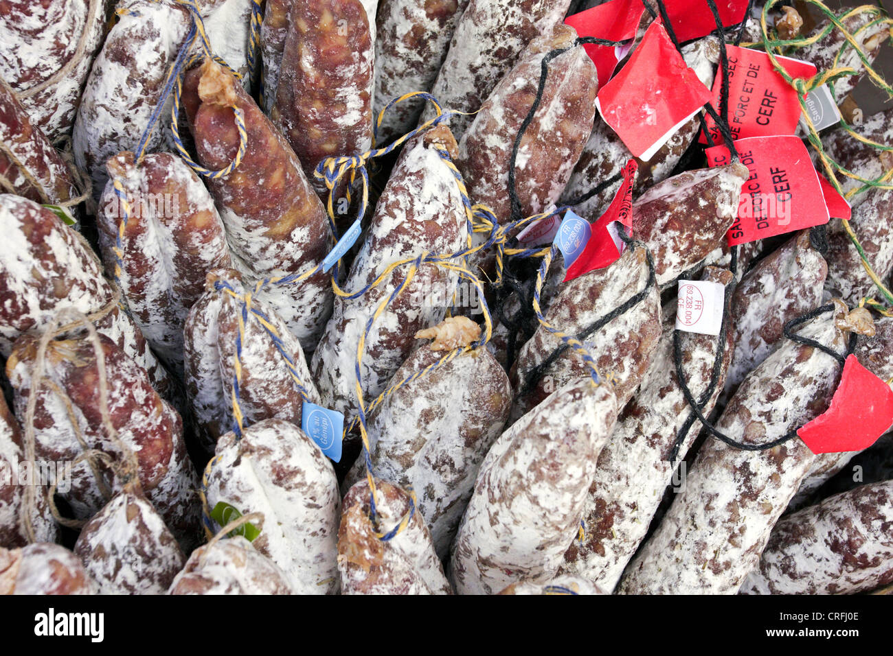 French SAUCISSON SEC sausages for sale and on temporary display during ...