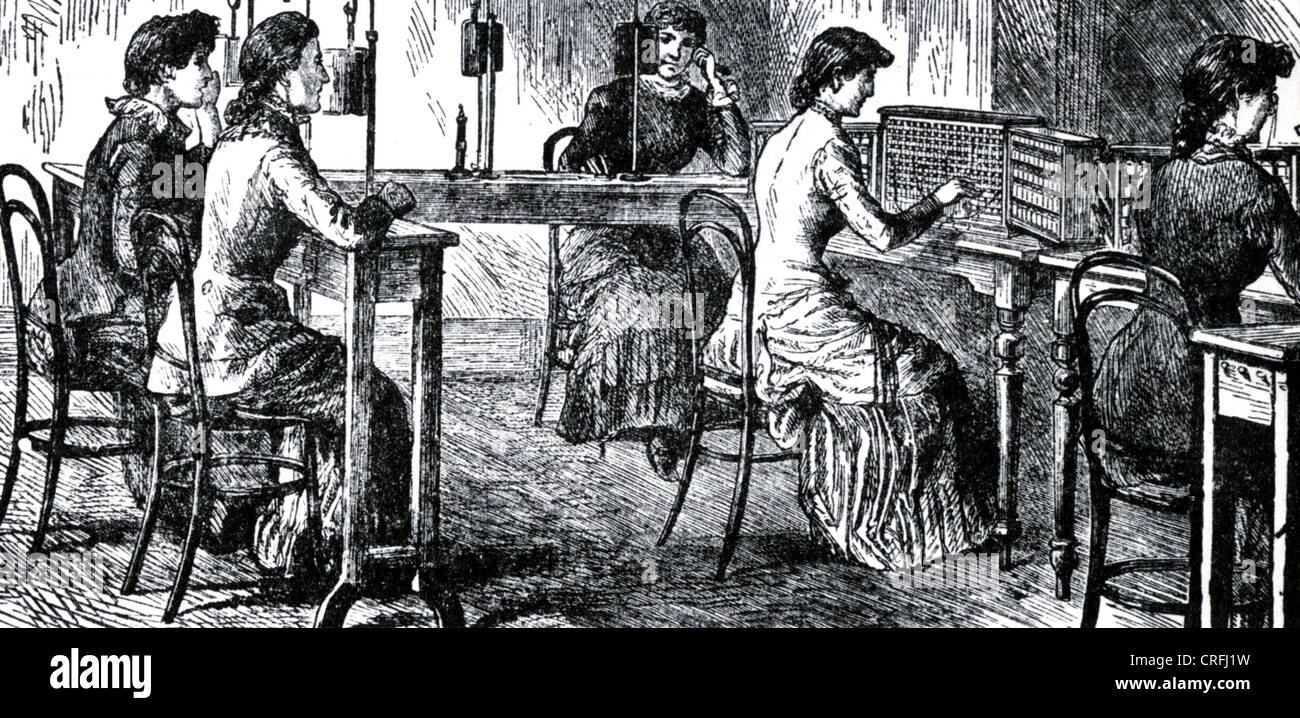 A LONDON TELEPHONE EXCHANGE 1883 Stock Photo - Alamy