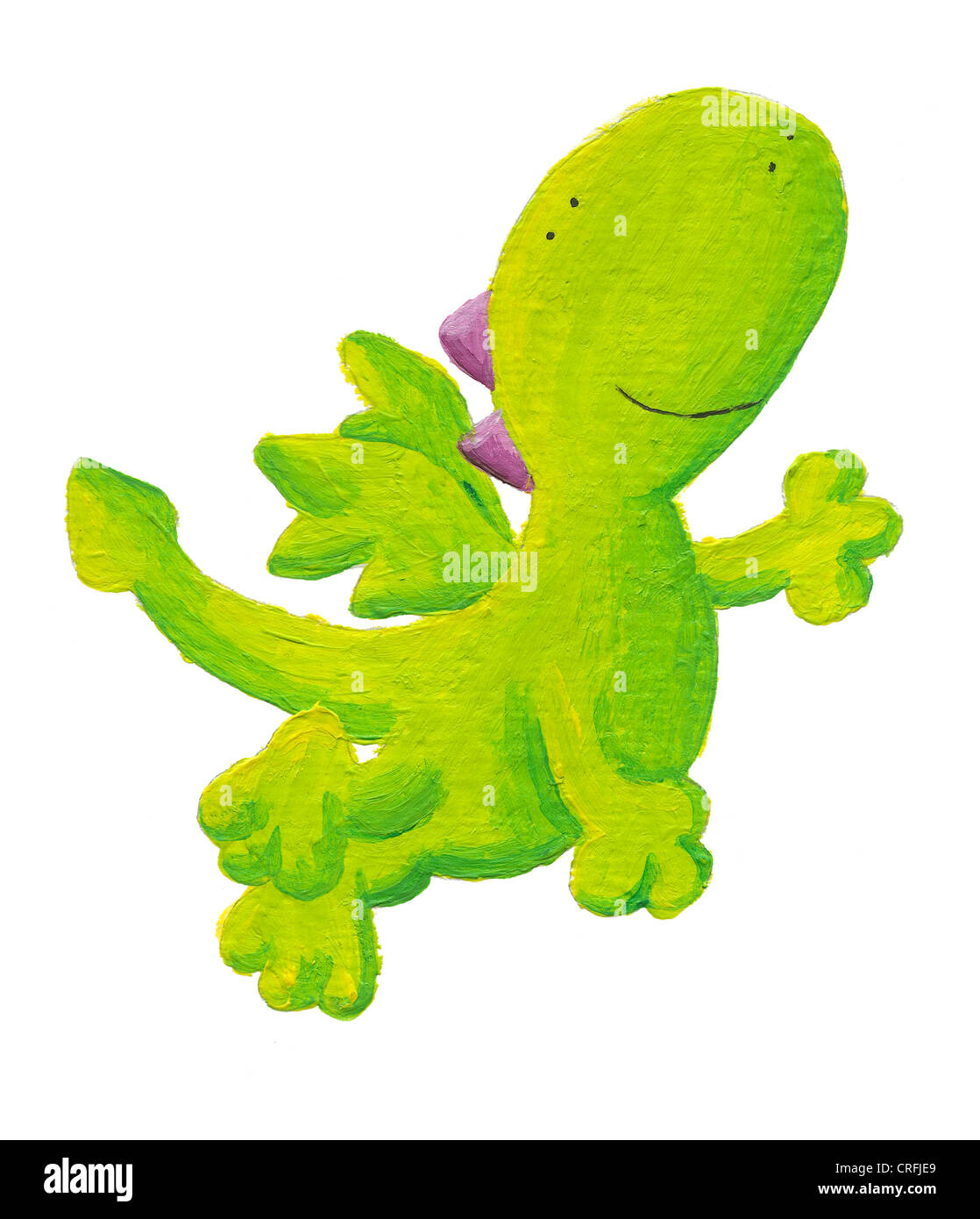 Acrylic illustration of cute dragon flying up Stock Photo - Alamy