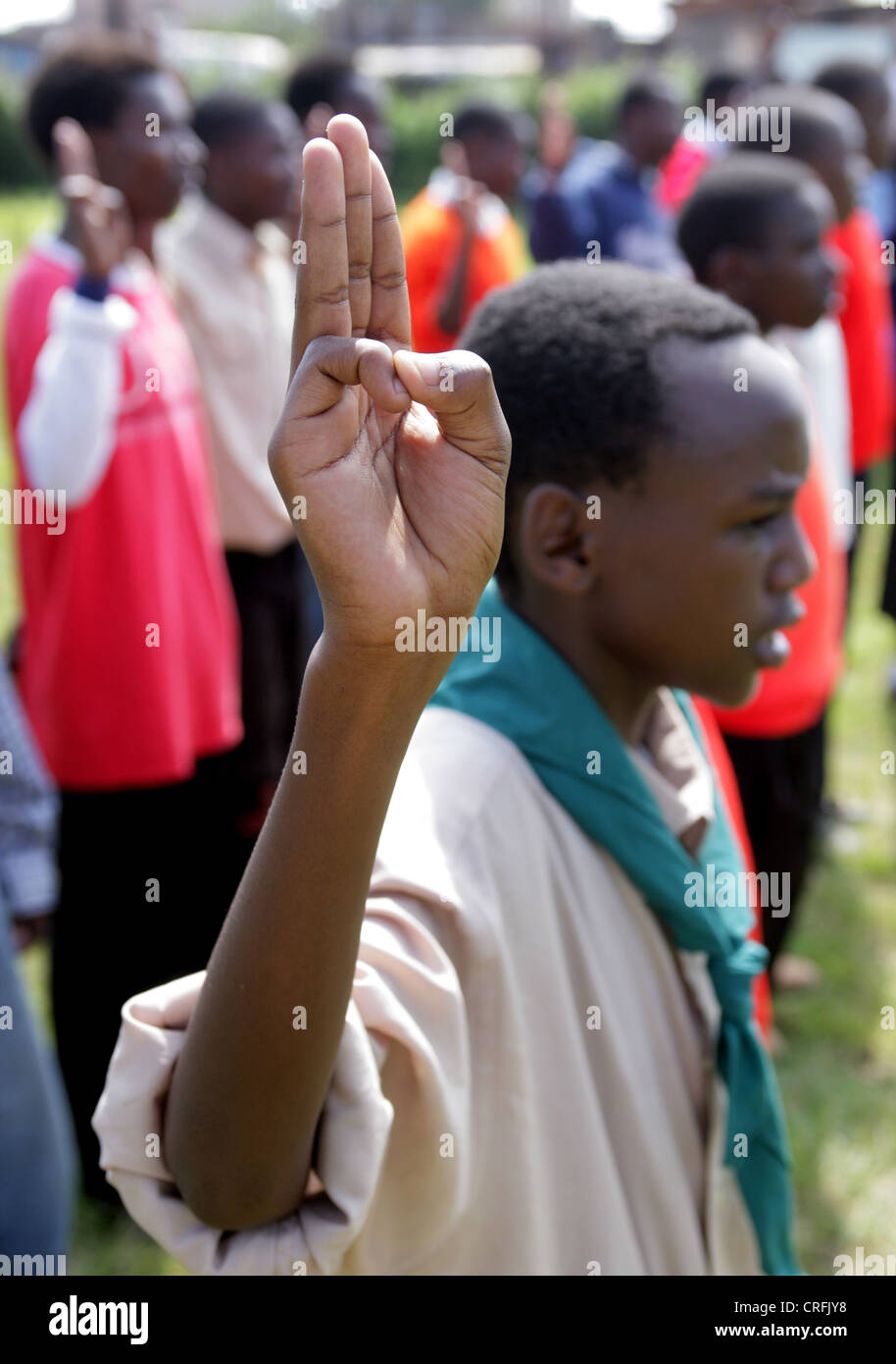 Boy Scouts saluting, Nairobi/Kenya Stock Photo - Alamy