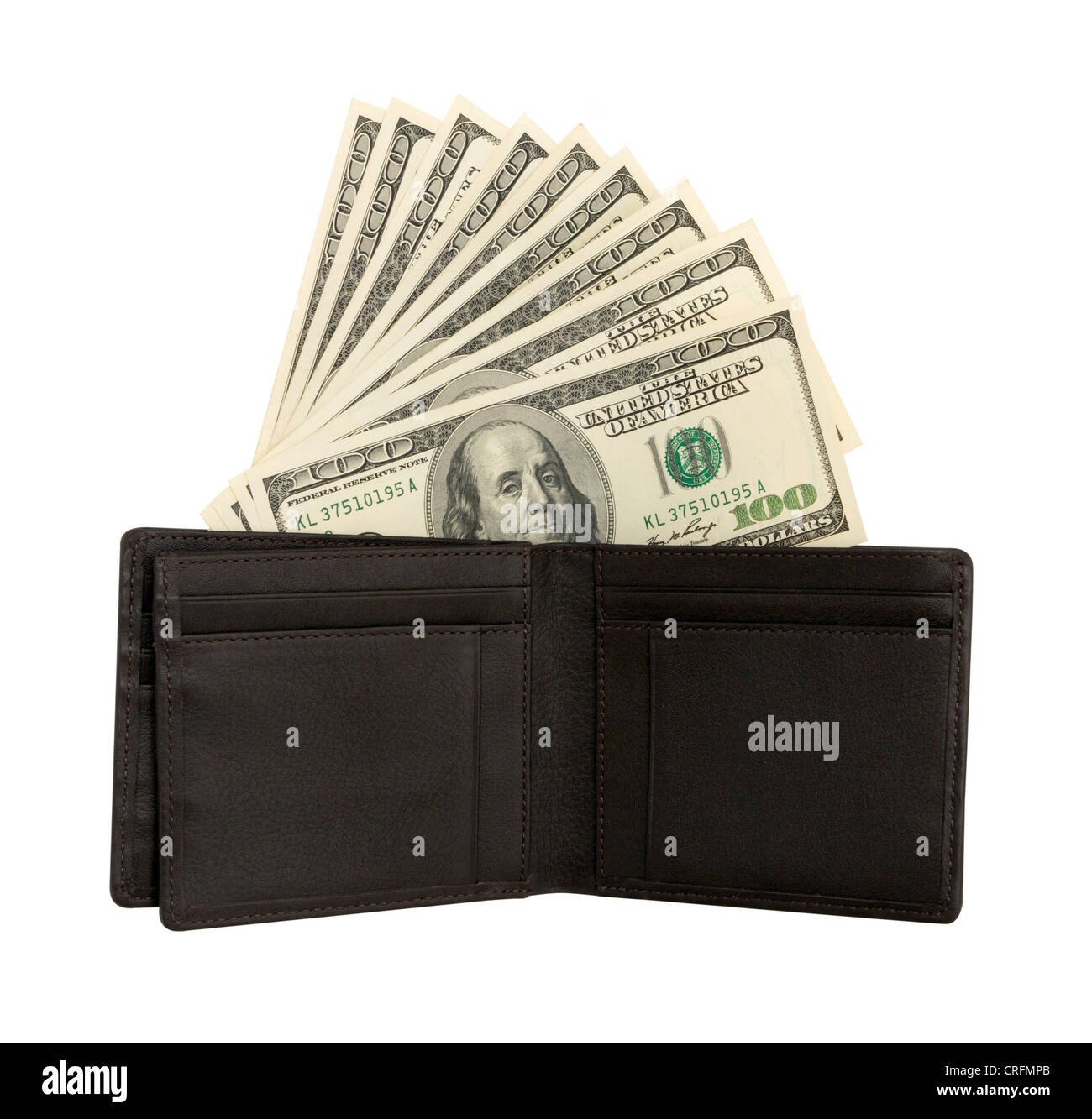 Dollar bills U.S. in wallet isolated on white background Stock Photo ...