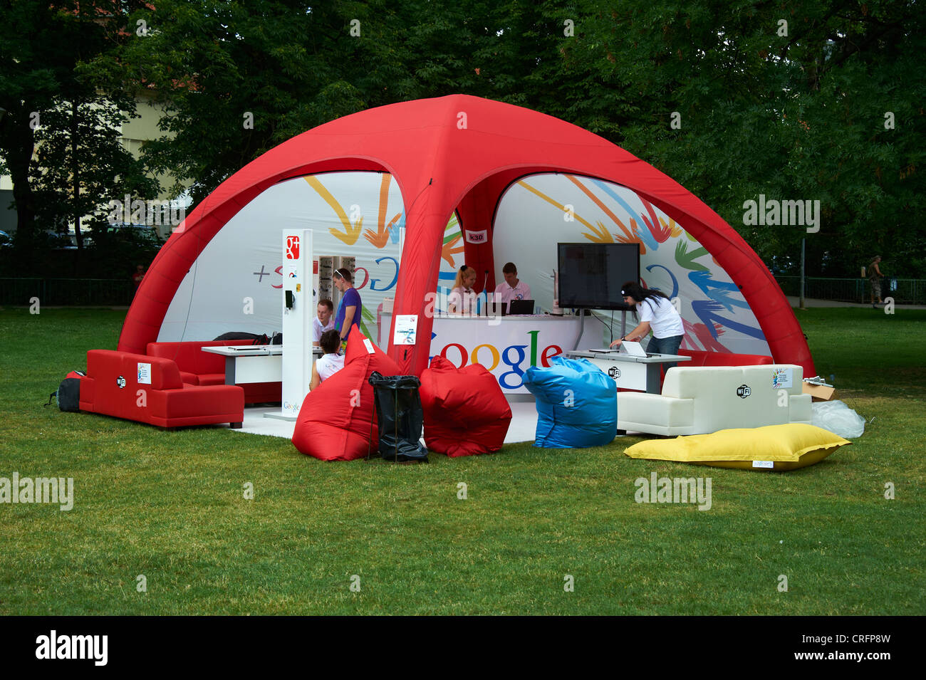 Google tent in park Stock Photo - Alamy
