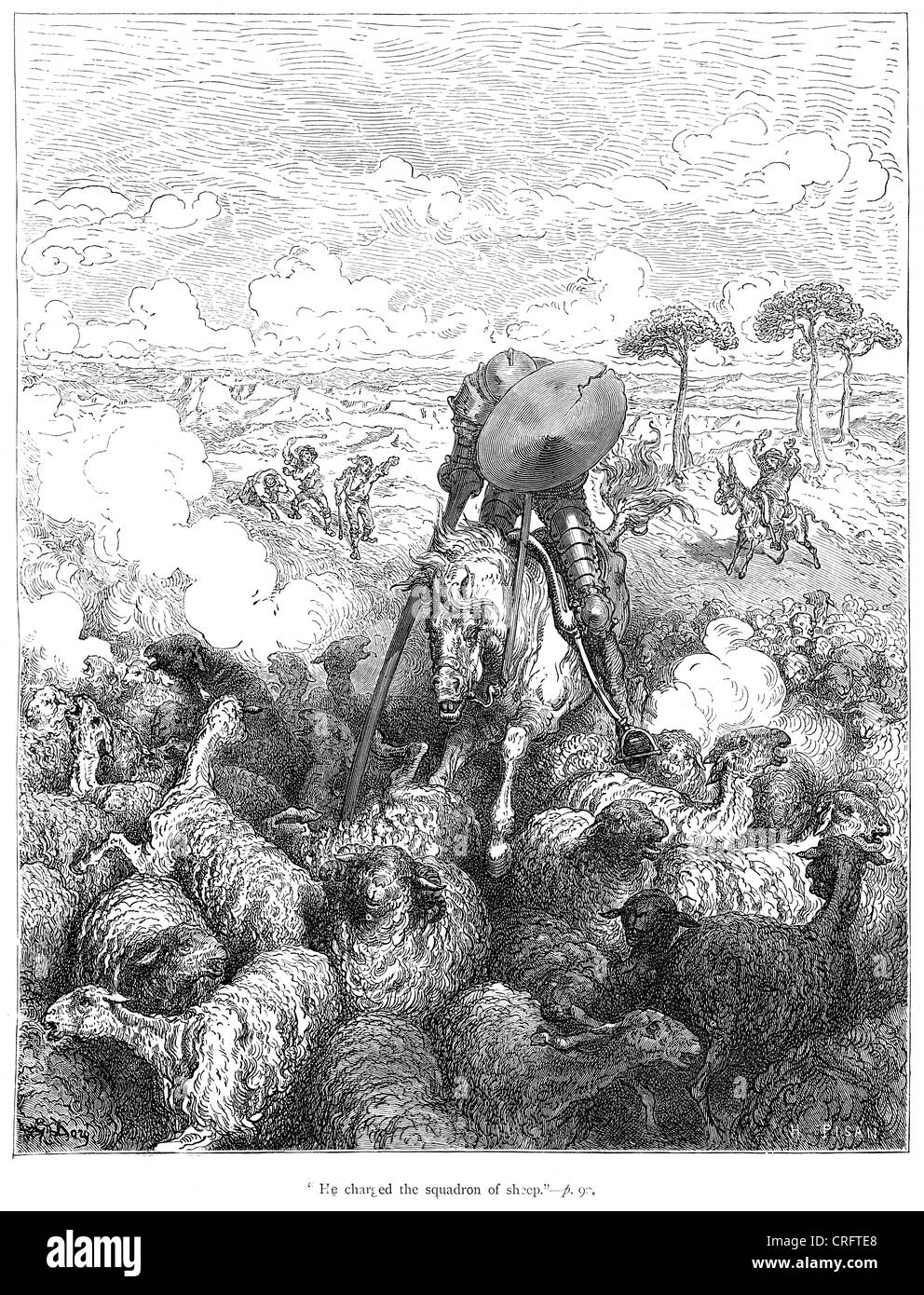 Don Quixote charging the squadron of sheep. Illustration by Gustave ...