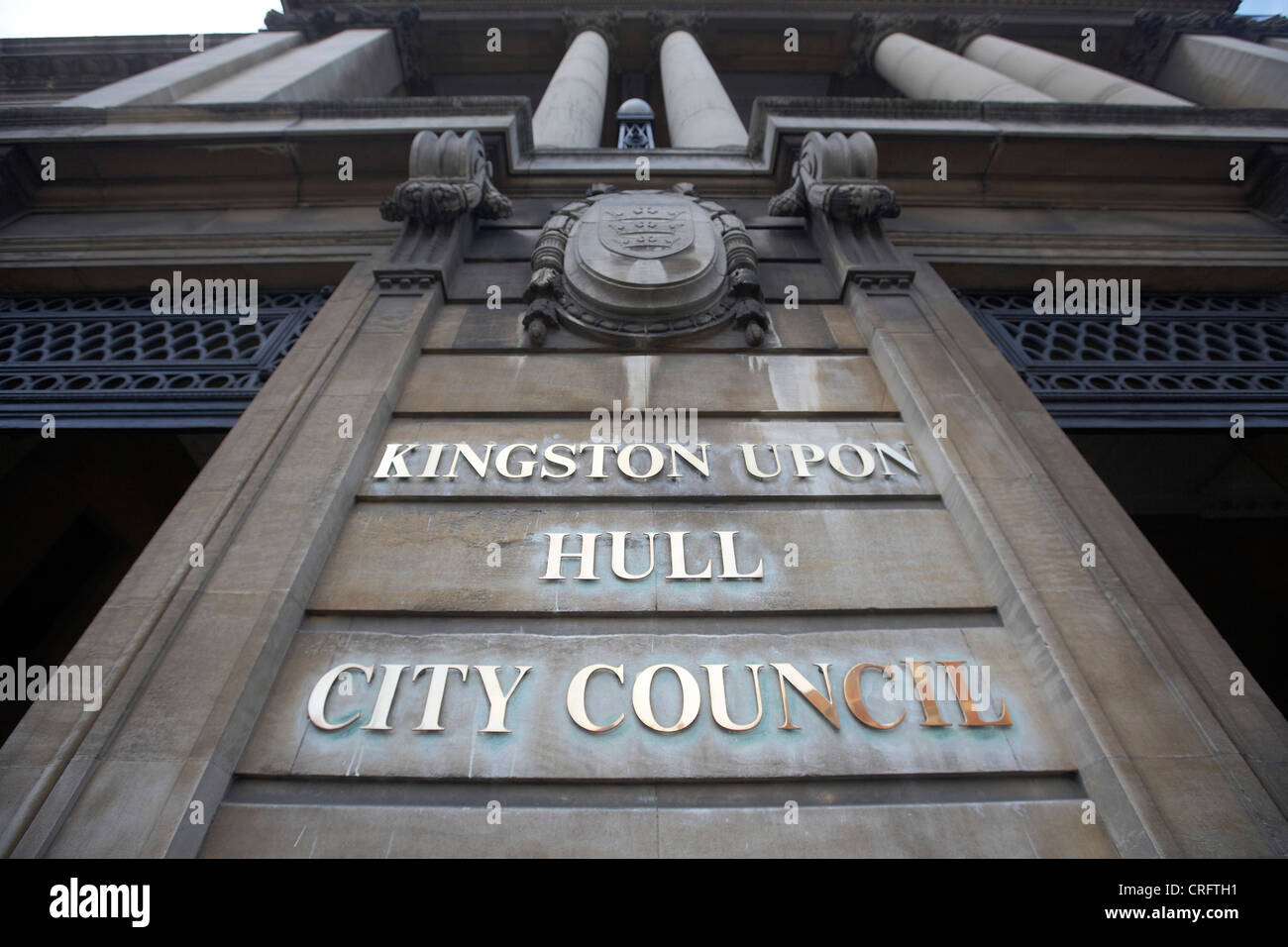 The Kingston upon Hull City Council sign on the Guildhall, Hull, East ...