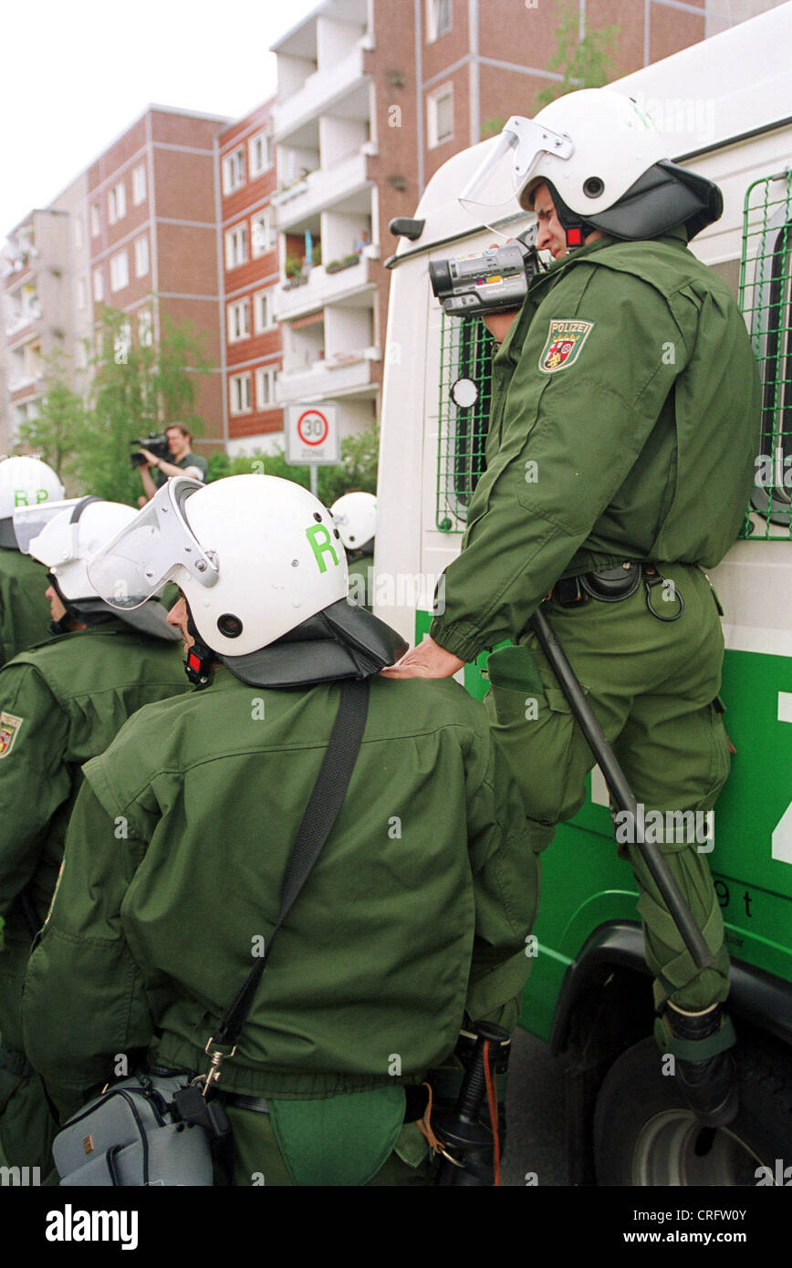 Berlin, Germany, police cameraman during a demonstration deployment ...