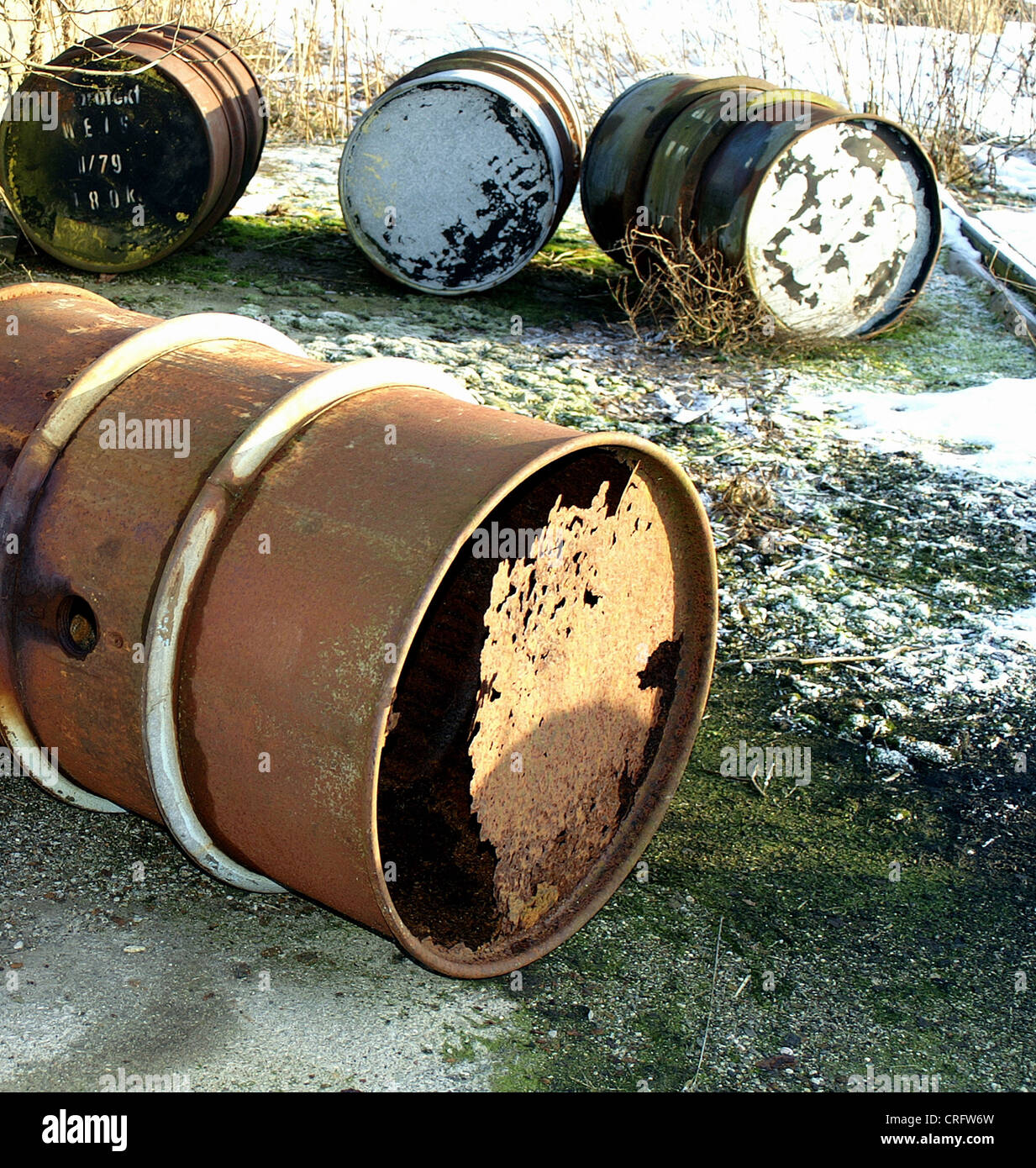 old oil drums Stock Photo - Alamy