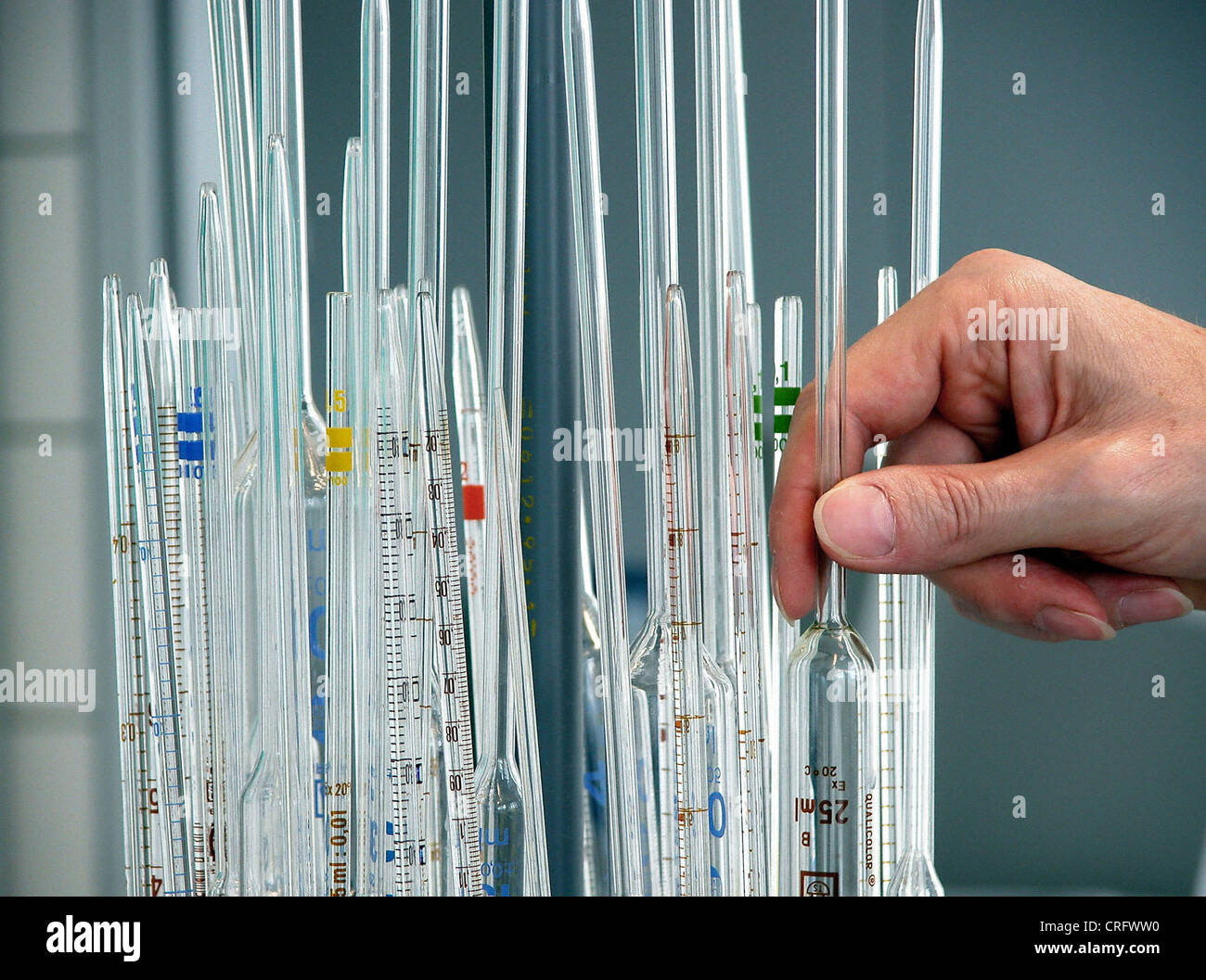 pipettes in a laboratory Stock Photo - Alamy