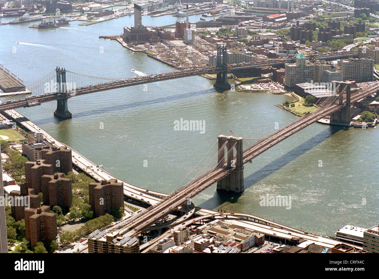 Aerial view brooklyn bridges east hi-res stock photography and images ...
