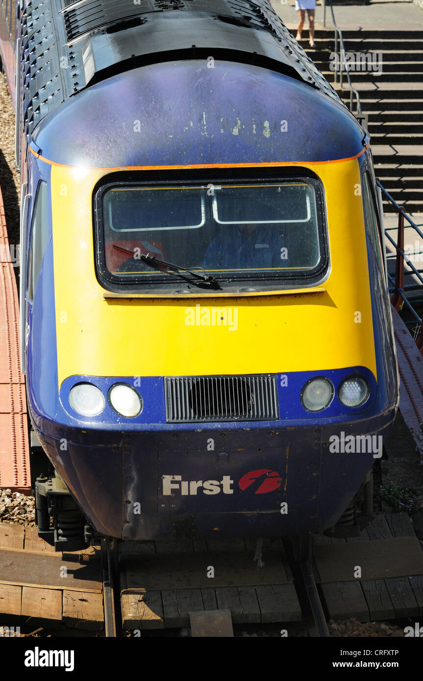 Closeup view of the driving cab of a First Great Western HST express ...