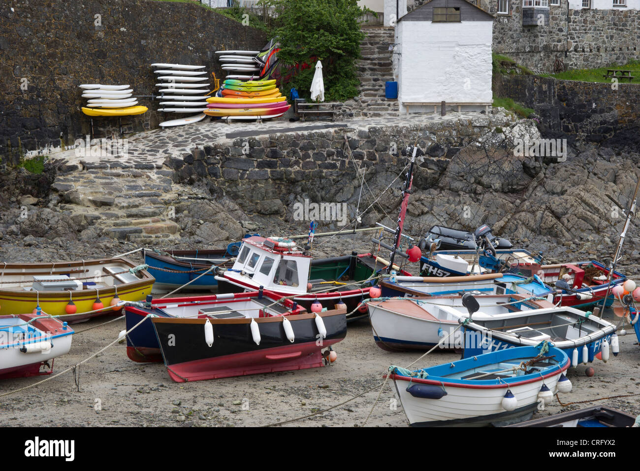 Fishing boats Coverack Harbour Lizard Cornwall Stock Photo - Alamy